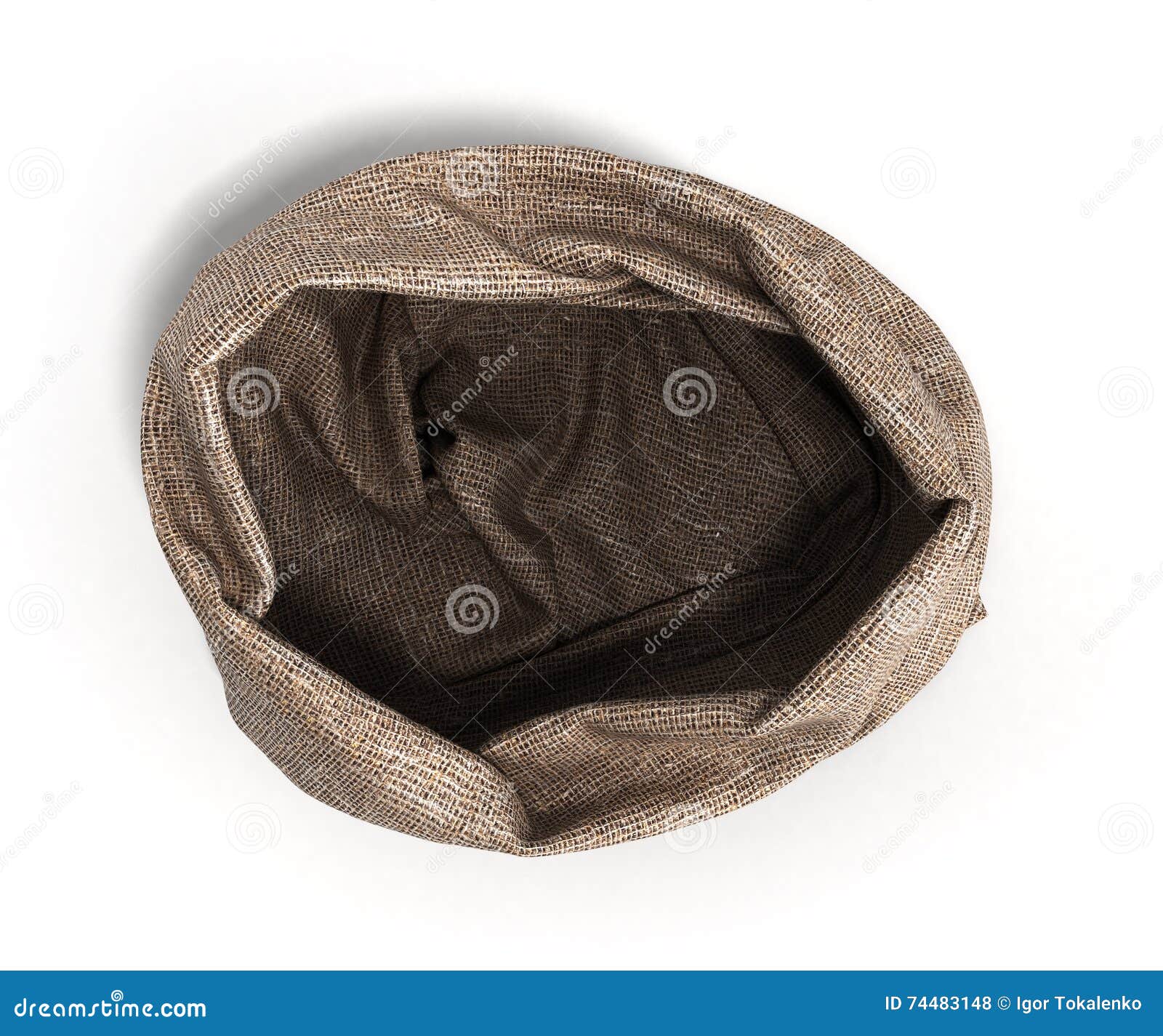 Empty Open Cloth Bag Top 3d Illustration Isolated on White Stock ...