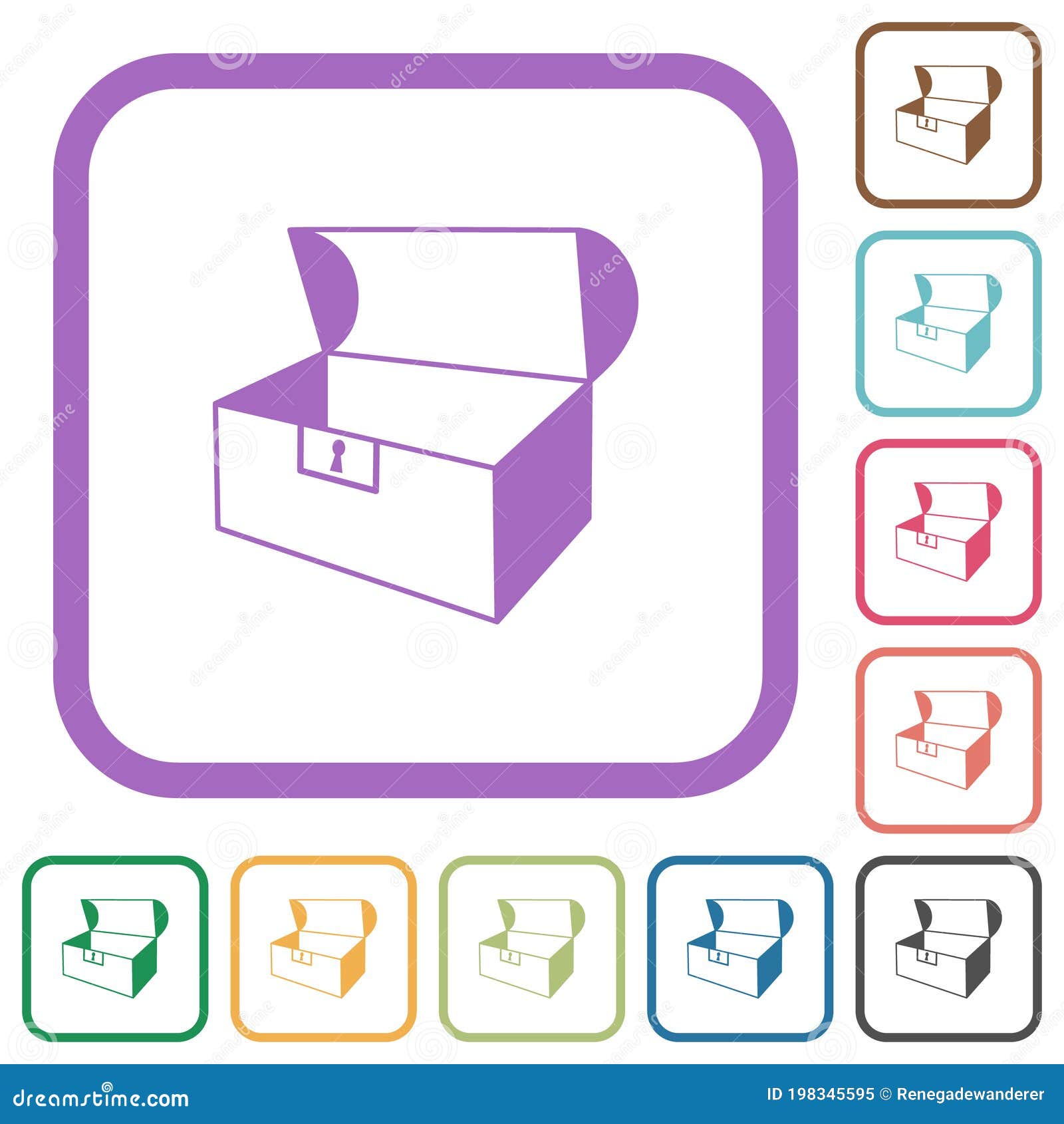 Empty Open Coffer Simple Icons Stock Vector - Illustration of casket ...