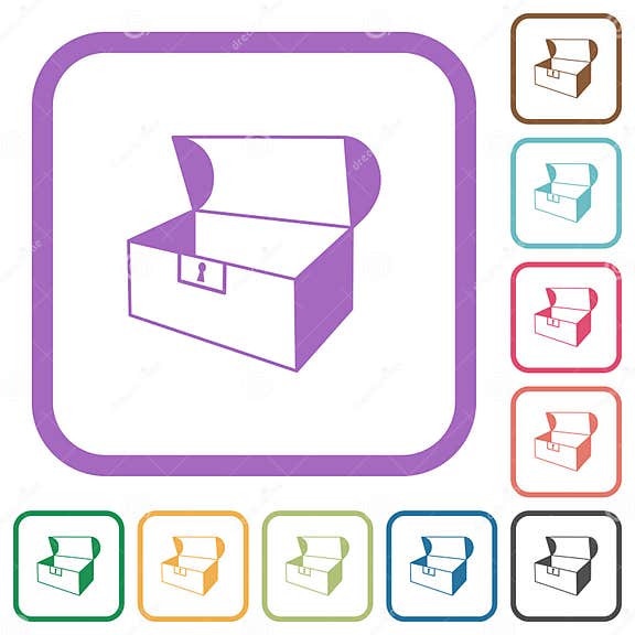 Empty Open Coffer Simple Icons Stock Vector - Illustration of secret ...
