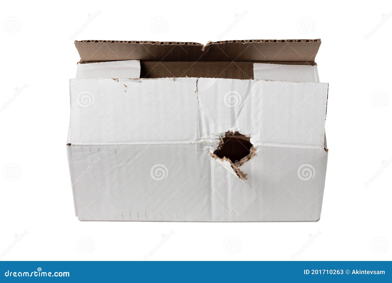 Empty Crumpled Cardboard Box on White Background Stock Image - Image of ...