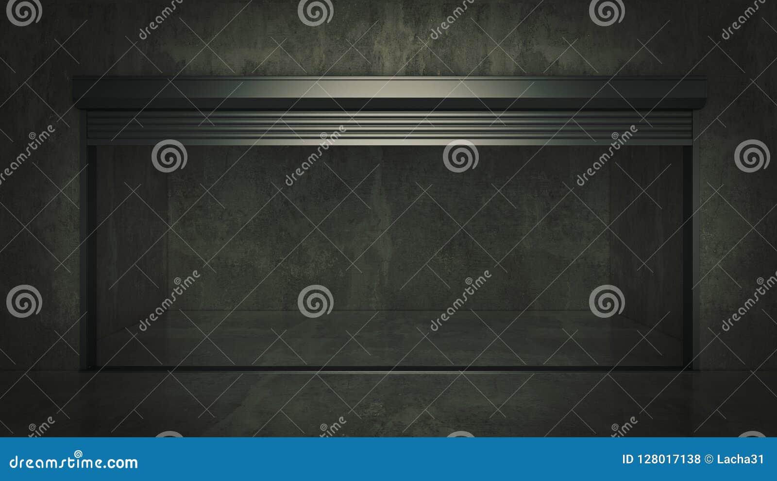 Empty Open Door Self Storage Unit . 3d Rendering Stock Illustration ...