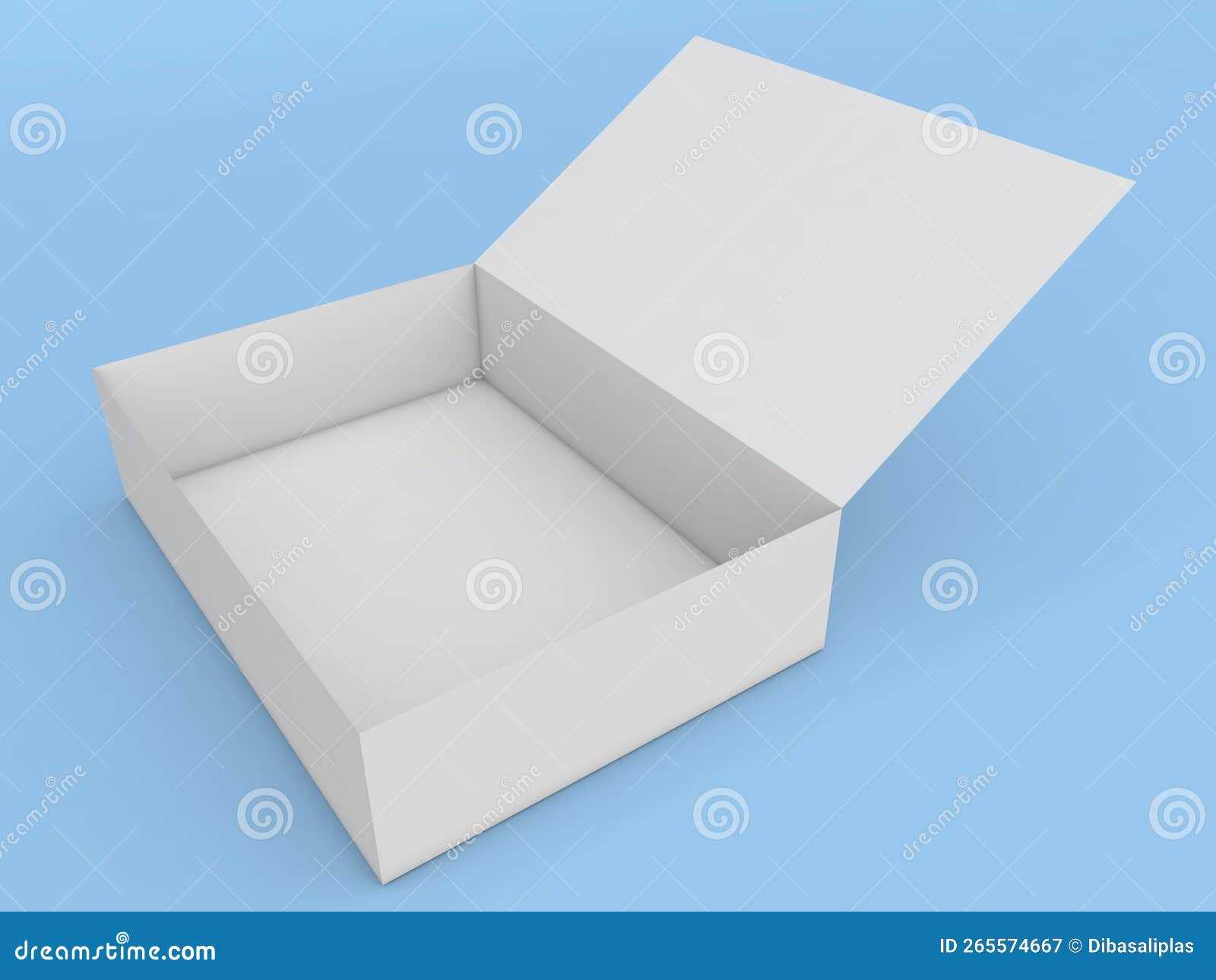 Empty Open Gift Box Mockup on Blue Background. Stock Illustration ...