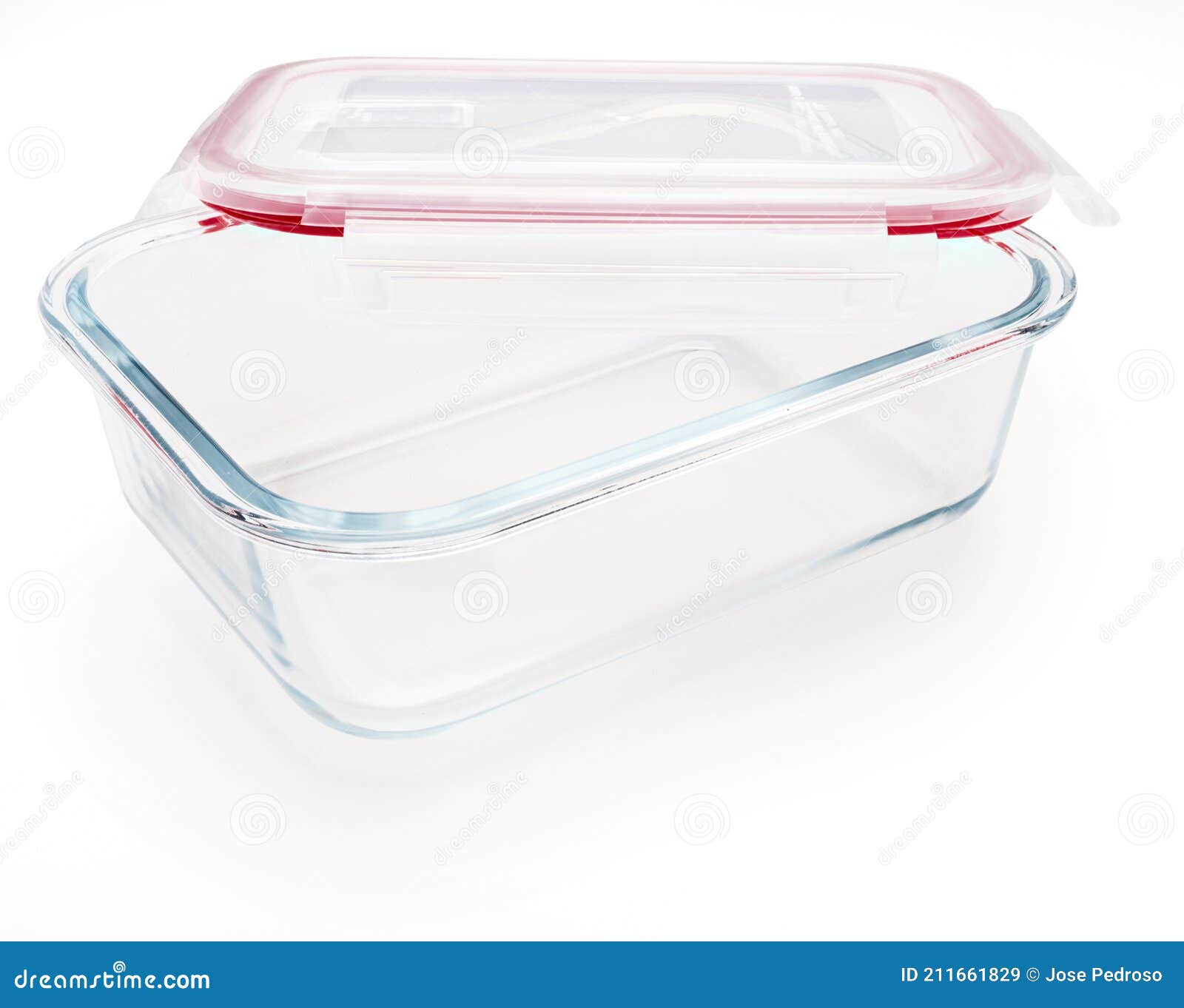 Empty and Open Glass Tupperware. Isolated on White Background Stock ... Empty and Open Glass Tupperware. Isolated on White Background Stock ...