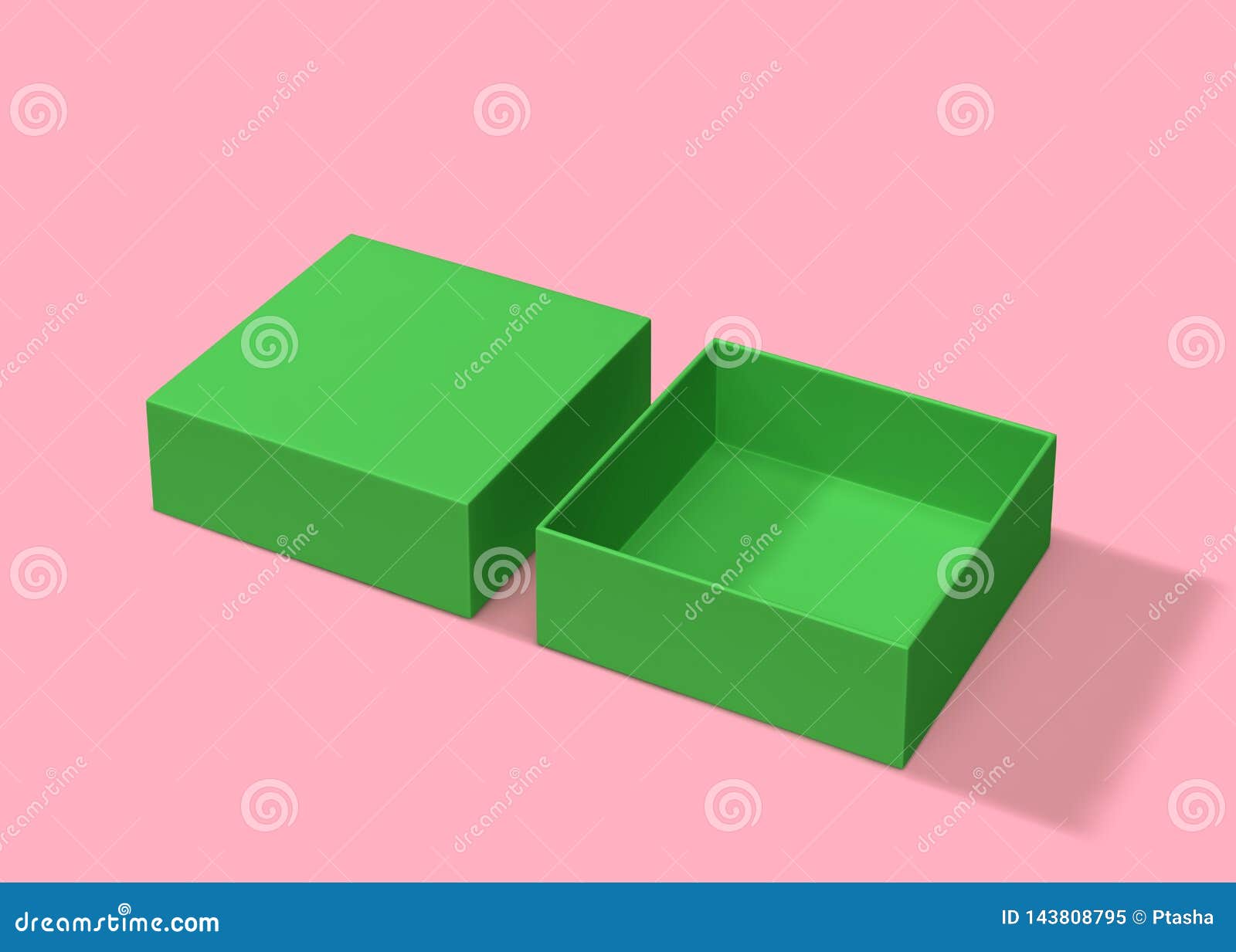 Empty Open Green Box on Pink Background Stock Illustration ...