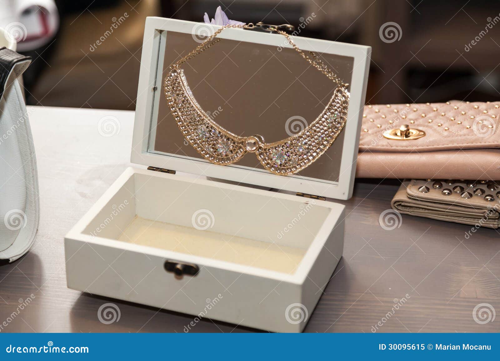 Open jewlery box stock image. Image of beautiful, necklace - 30095615