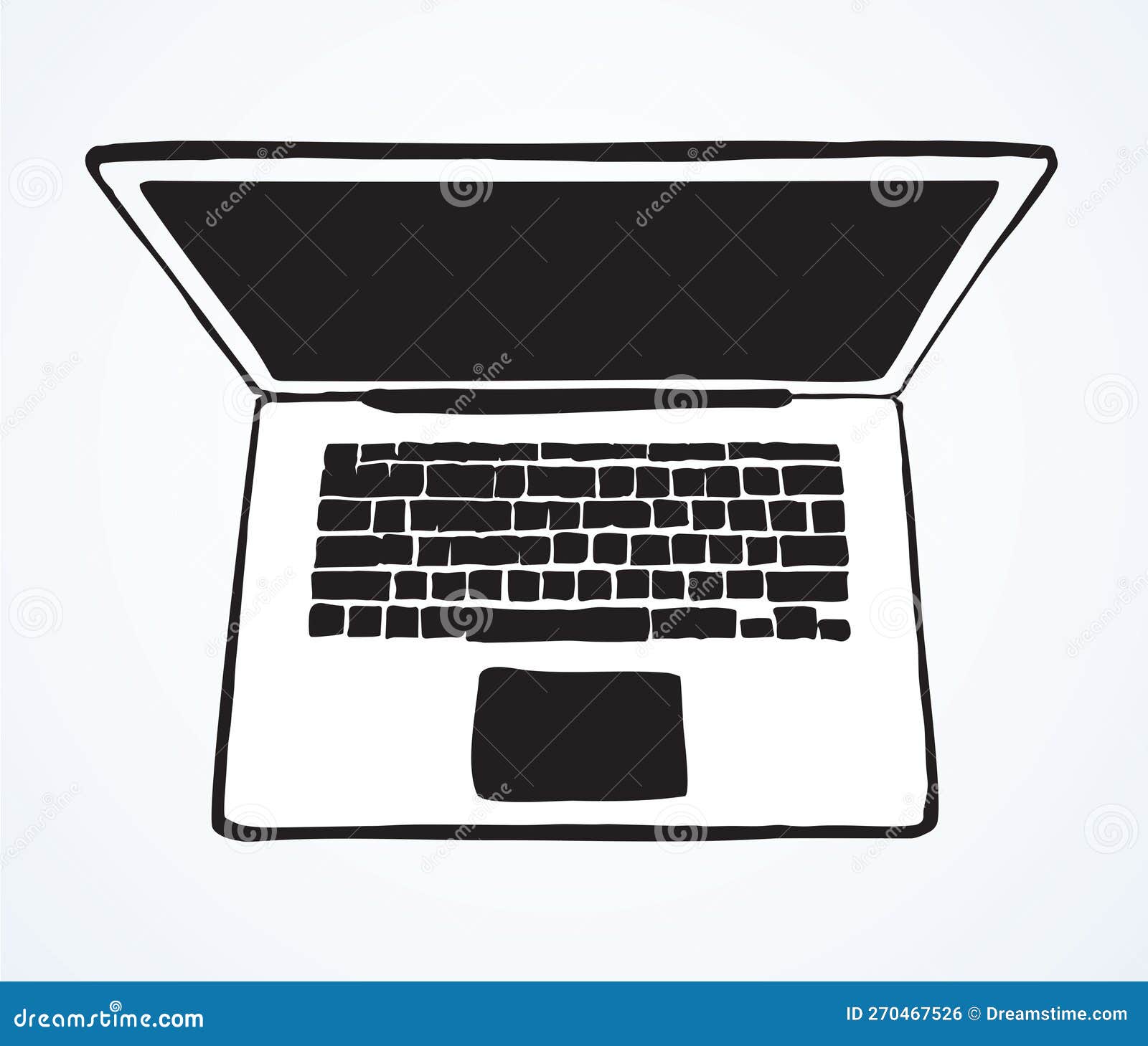 Laptop. View from Above. Vector Drawing Stock Vector - Illustration of ...
