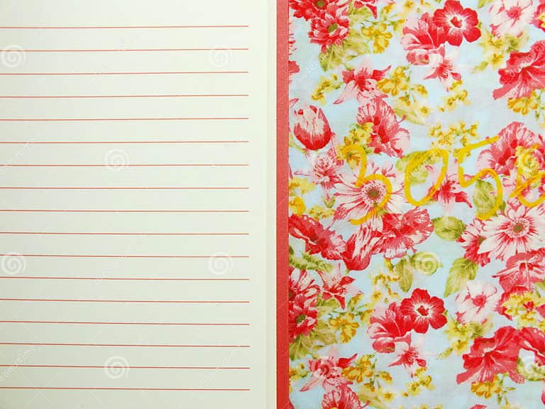Empty Open Notebook Paper with Red Lines Stock Photo - Image of message ...