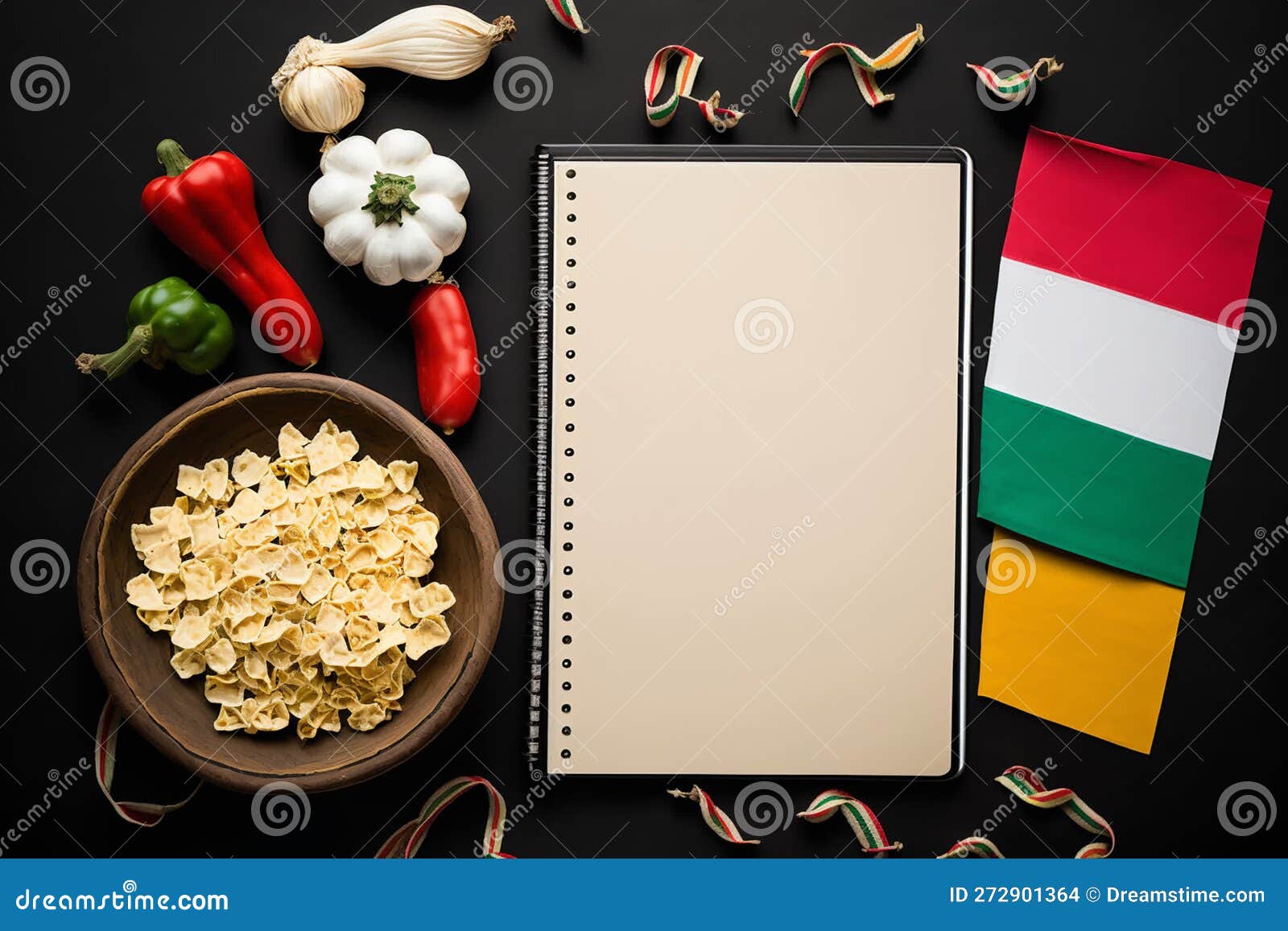 Empty Open Notepad, Copyspace, Mexican Vibrant, Black Background, Cinco ...