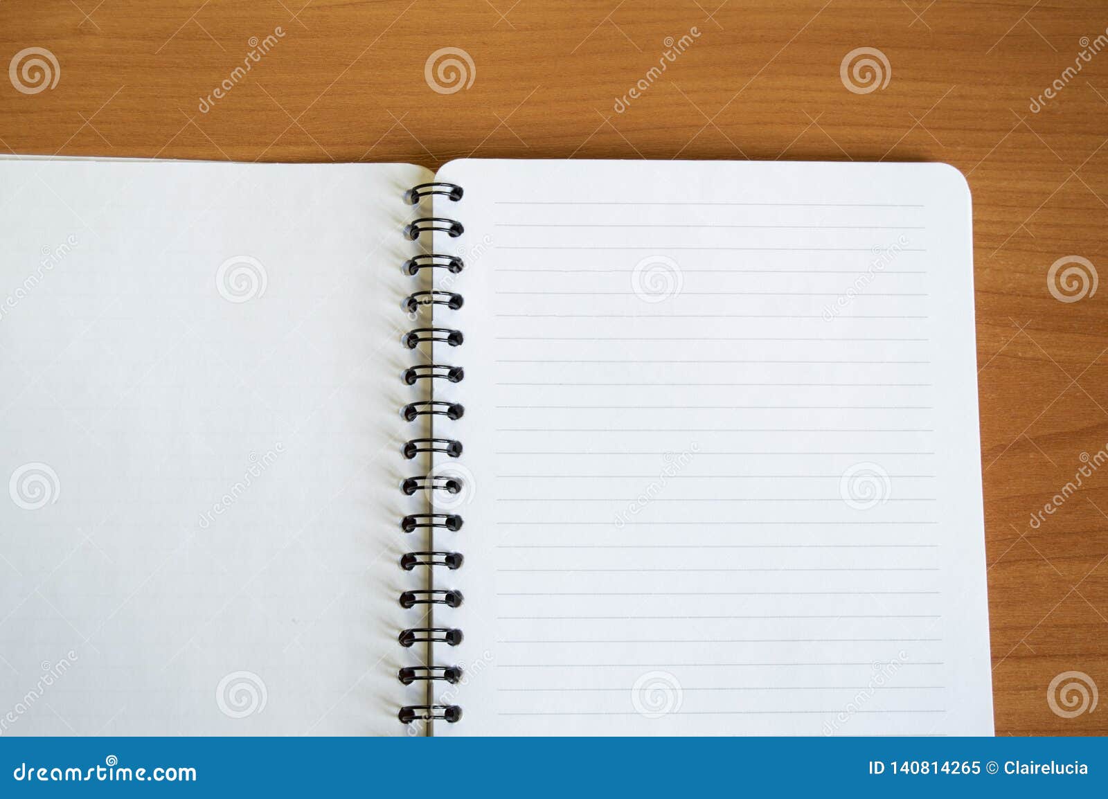 Empty Open Notepad for Writing, Lies on a Wooden Brown Table, Top View ...