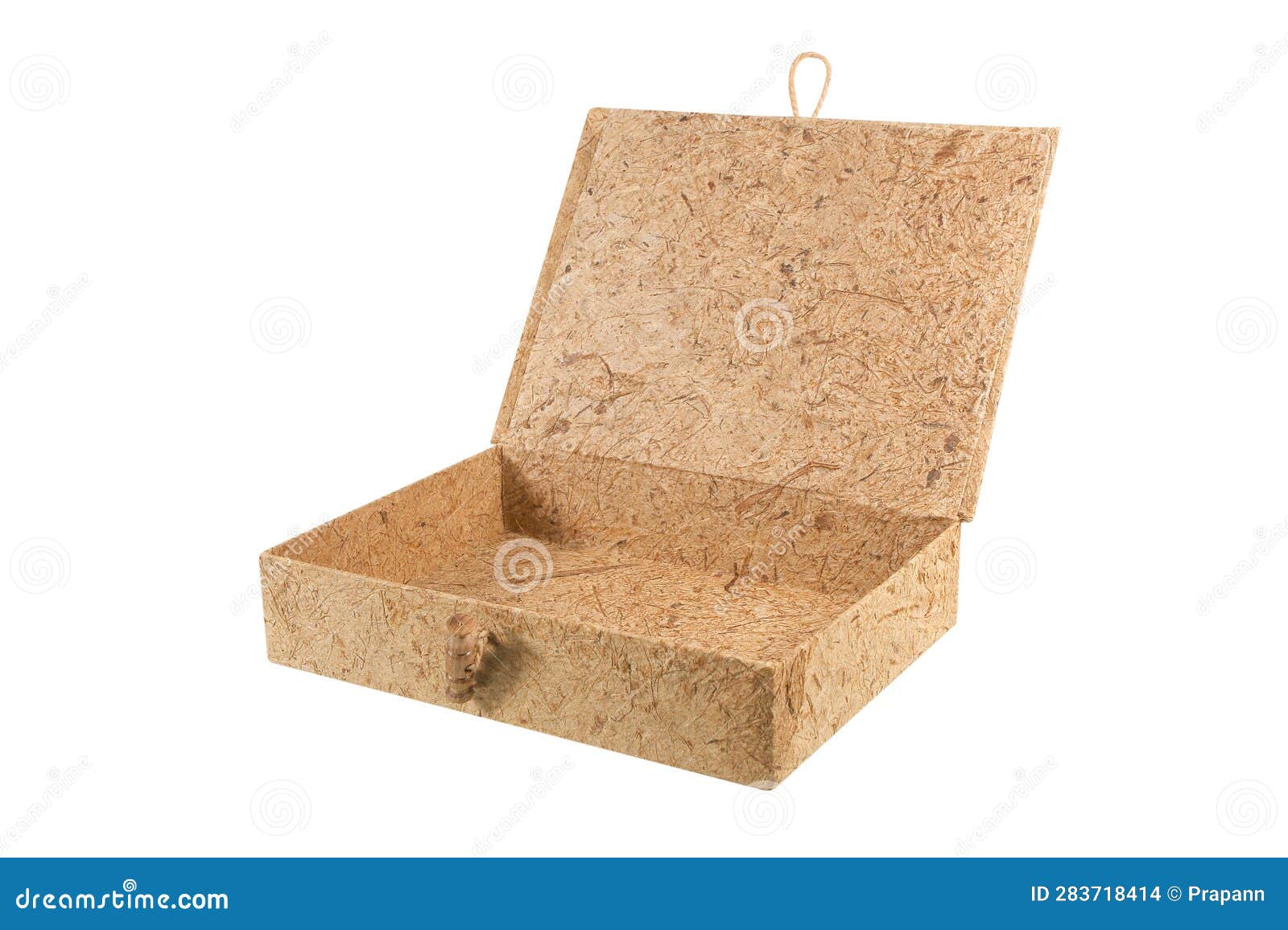 Empty Open Paper Gift Box Made of Scrap Wood Pulp Isolated on White ...