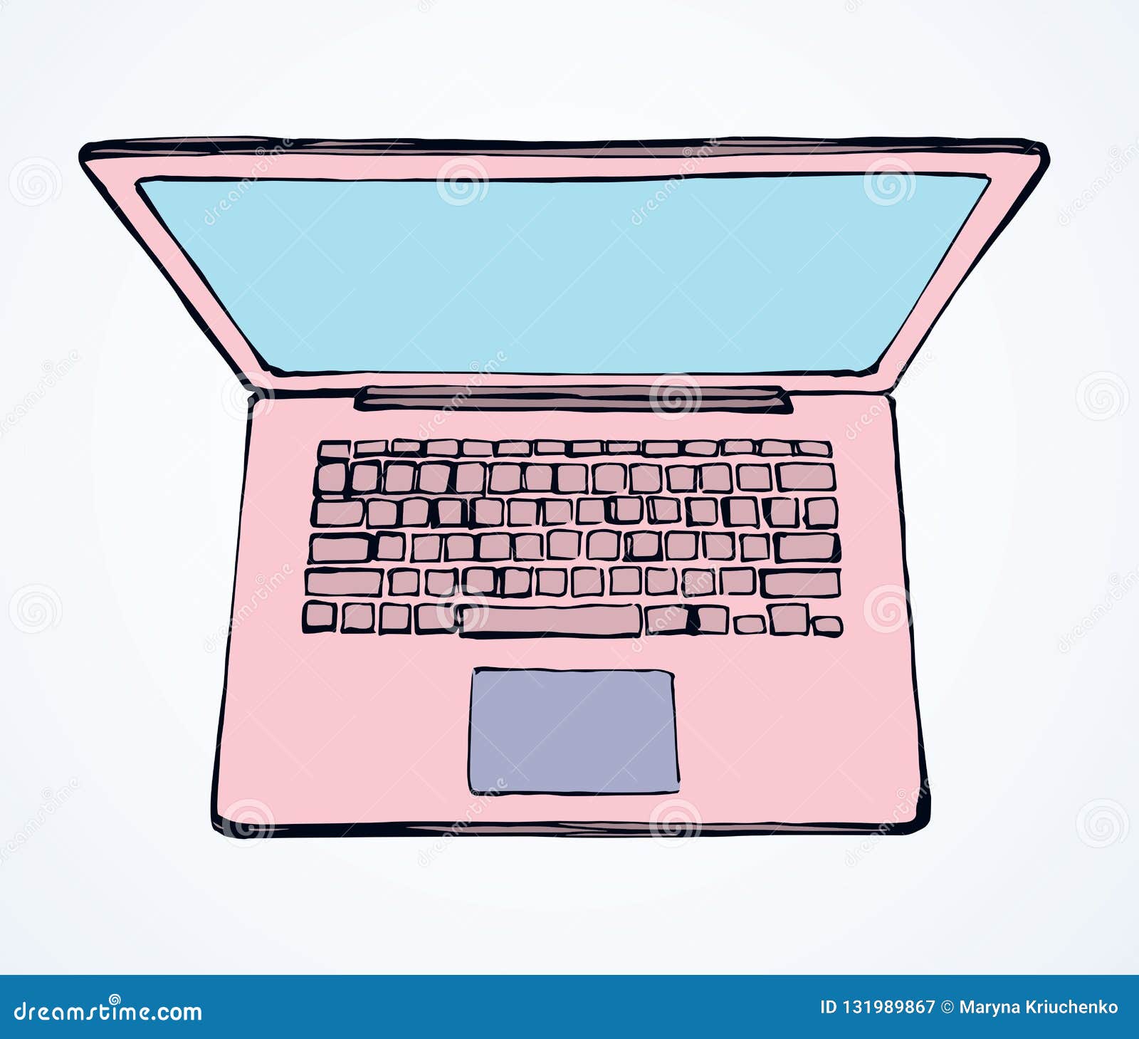 Laptop. View from Above. Vector Drawing Stock Vector - Illustration of ...