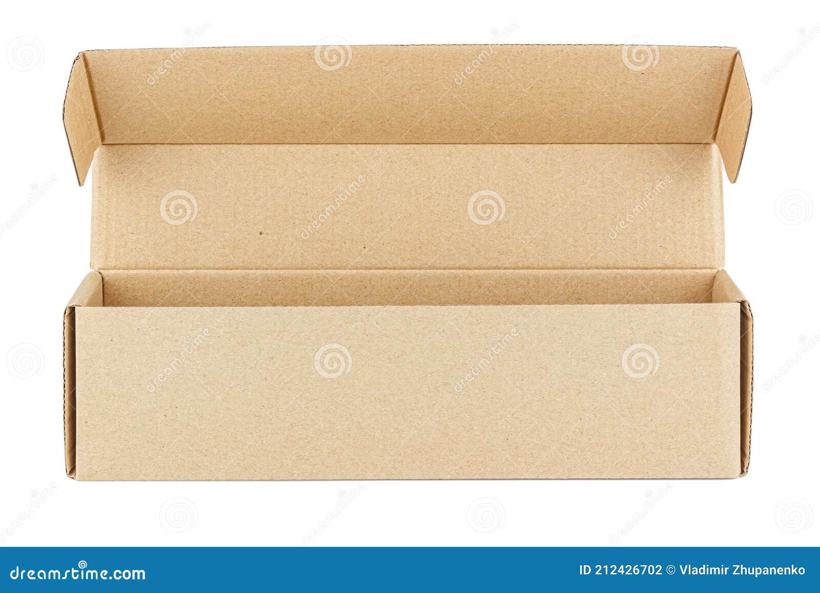 Empty Open Rectangle Brown Cardboard Box Isolated on a White Background ...