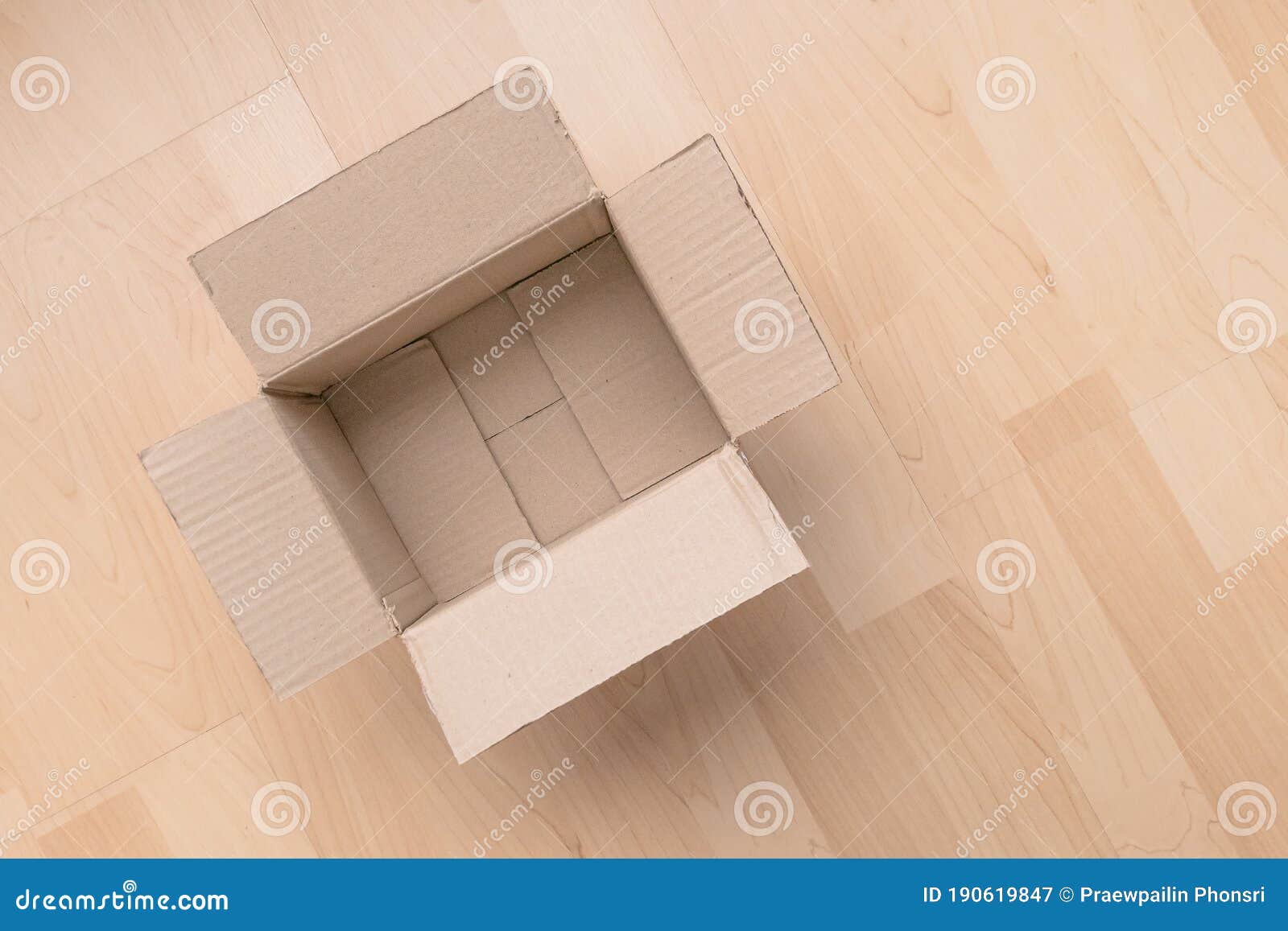 Empty Open Rectangular Cardboard Box on Wood Background. Shopping ...