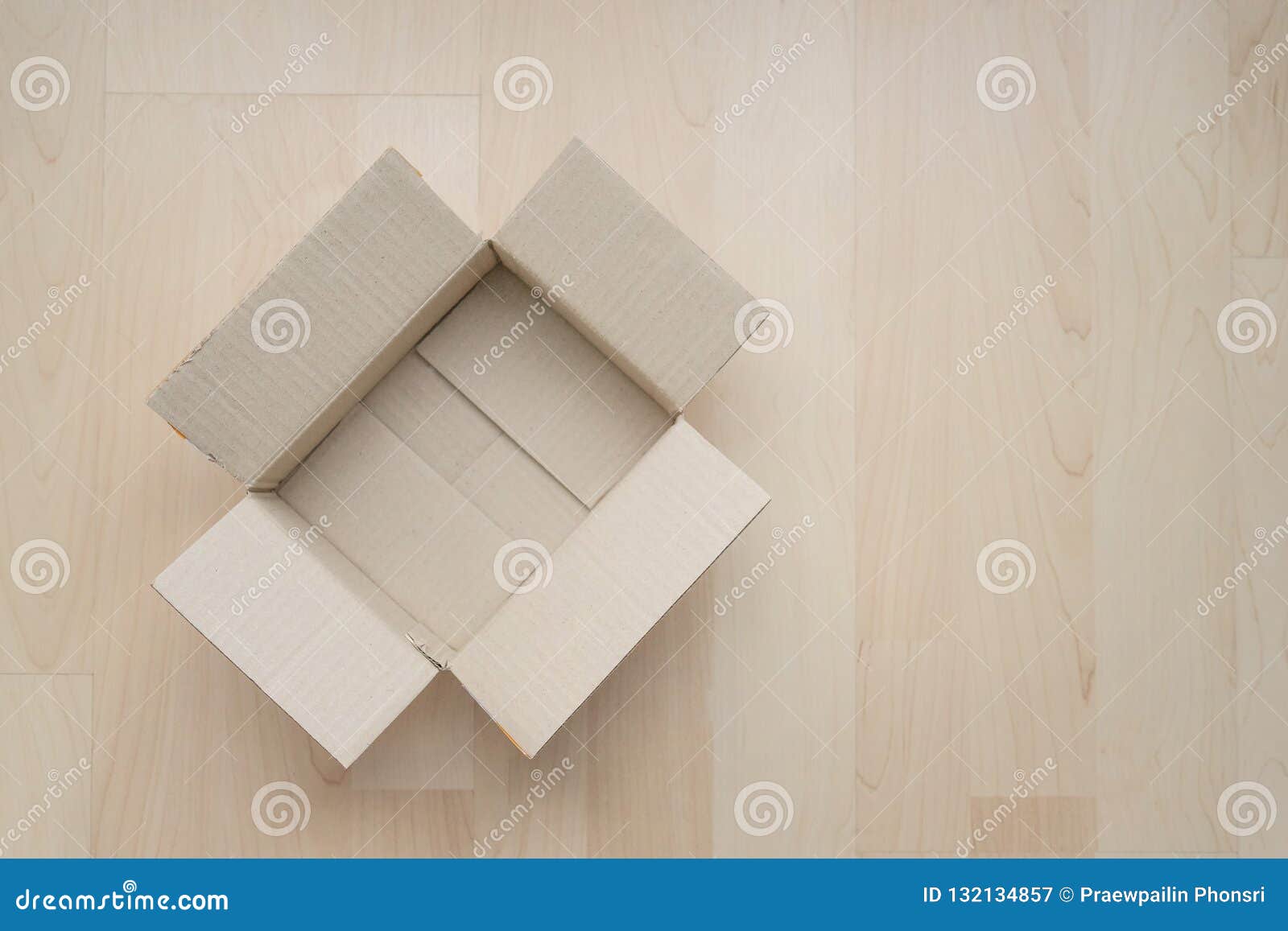 Empty Open Rectangular Cardboard Box on Wood. Shopping Online Ob Stock ...