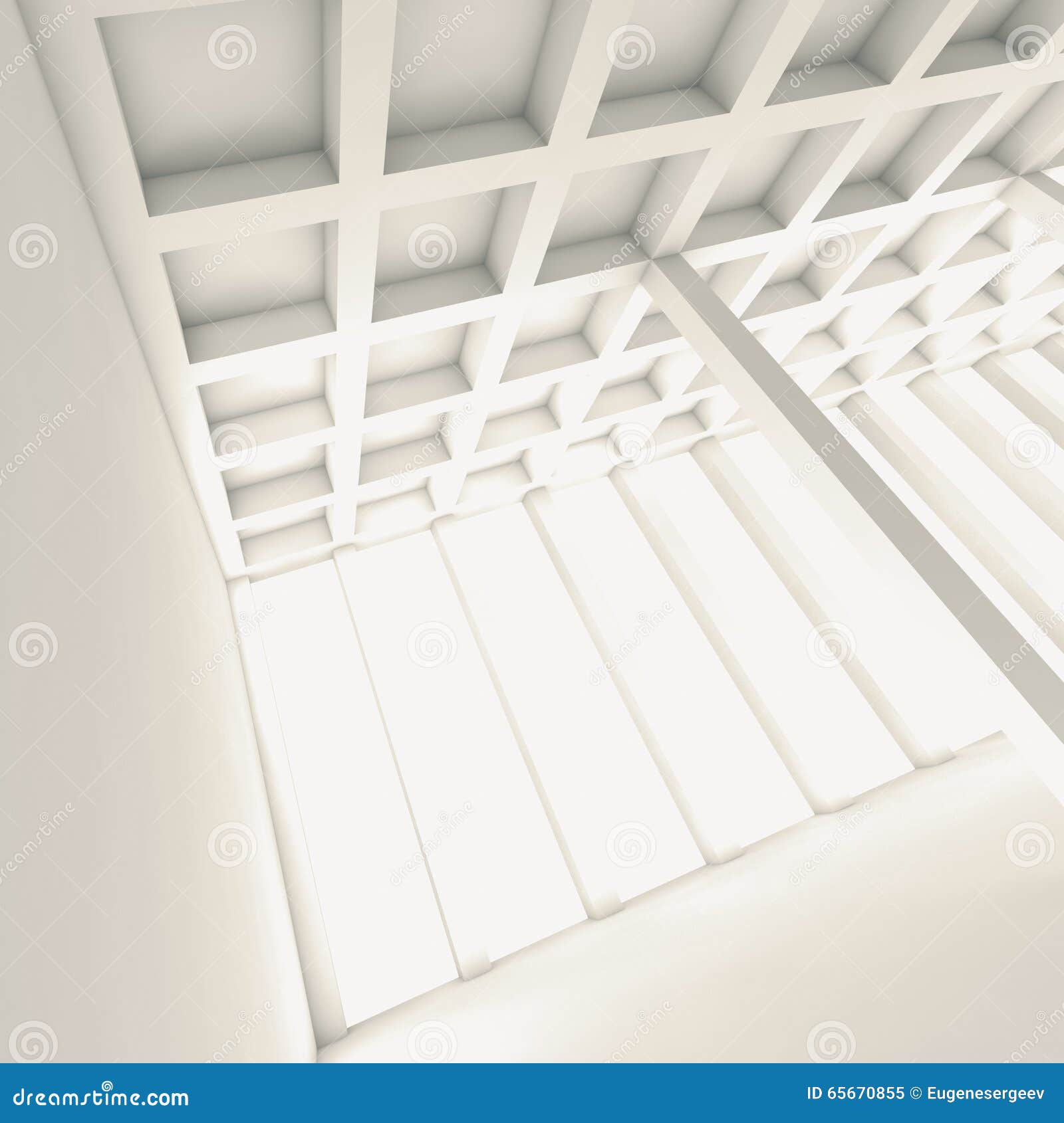 Empty Open Space Room, Square 3d Illustration Stock Illustration ...