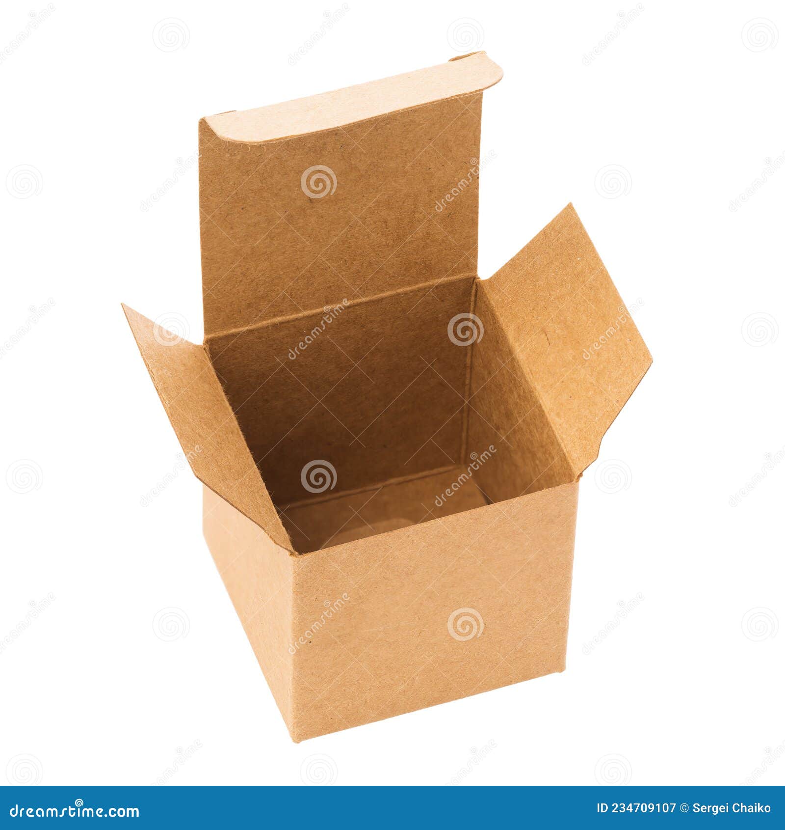 Empty Open Square Cardboard Box Isolated on White Background Stock ...