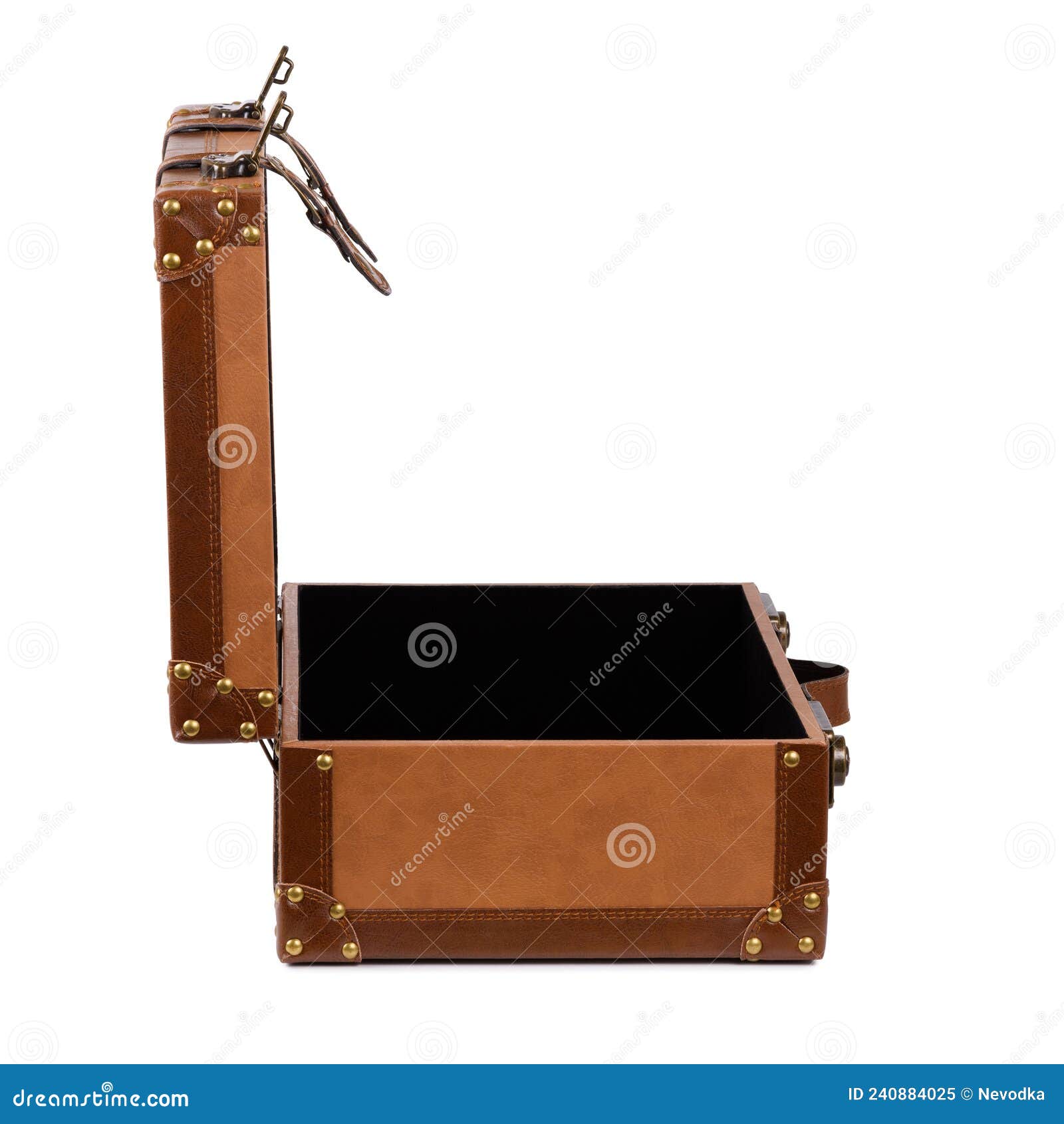 Empty Open Suitcase Side View Isolated on White Stock Image - Image of ...