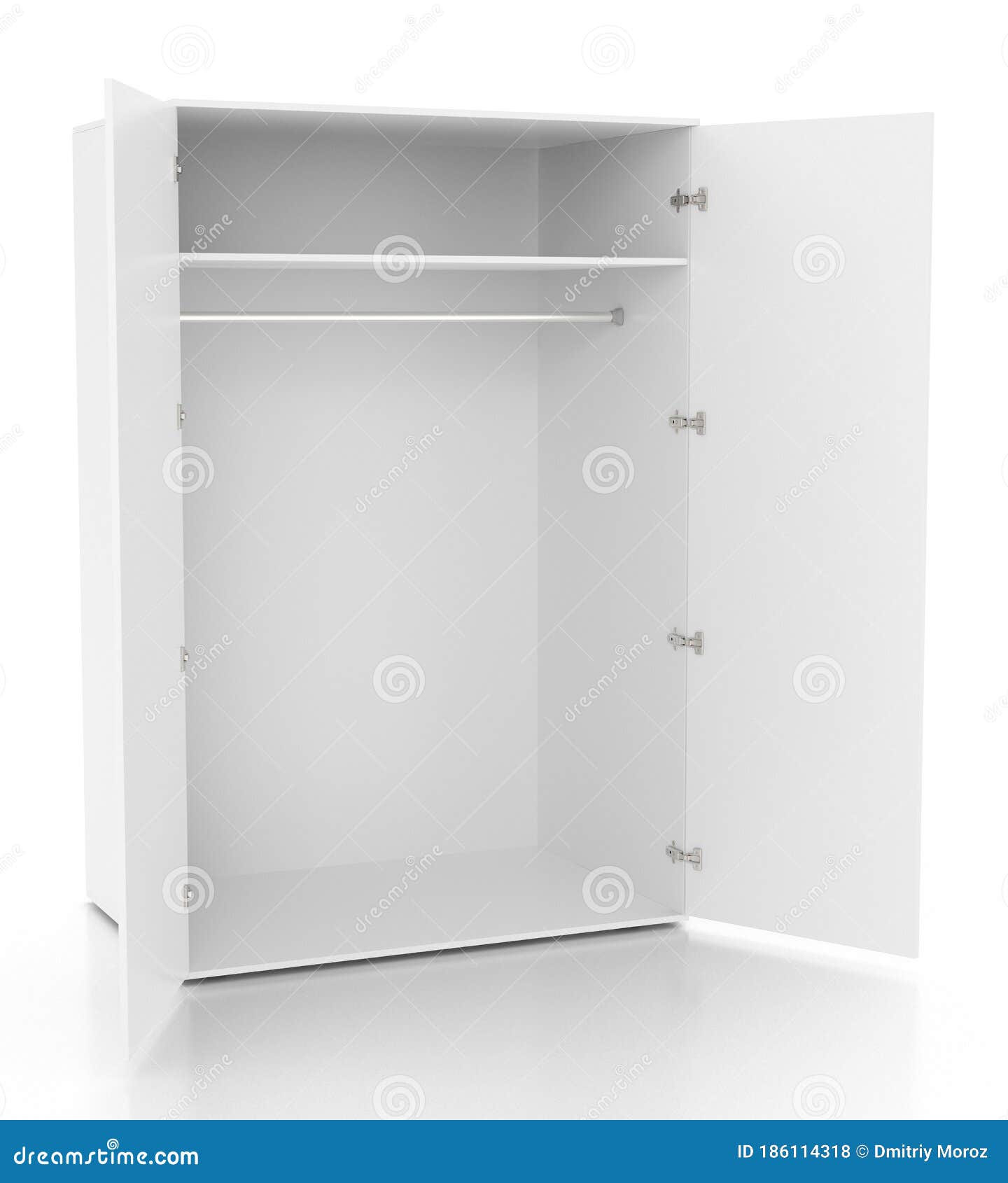 Empty Open Wardrobe Isolated on White Background Stock Illustration ...
