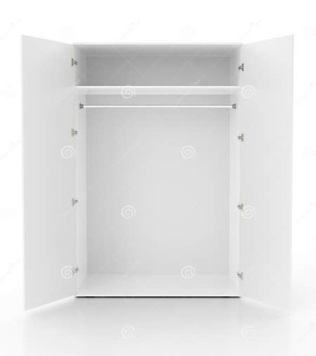Empty Open Wardrobe Isolated on White Background Stock Illustration ...