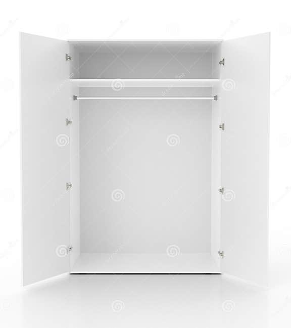 Empty Open Wardrobe Isolated on White Background Stock Illustration ...