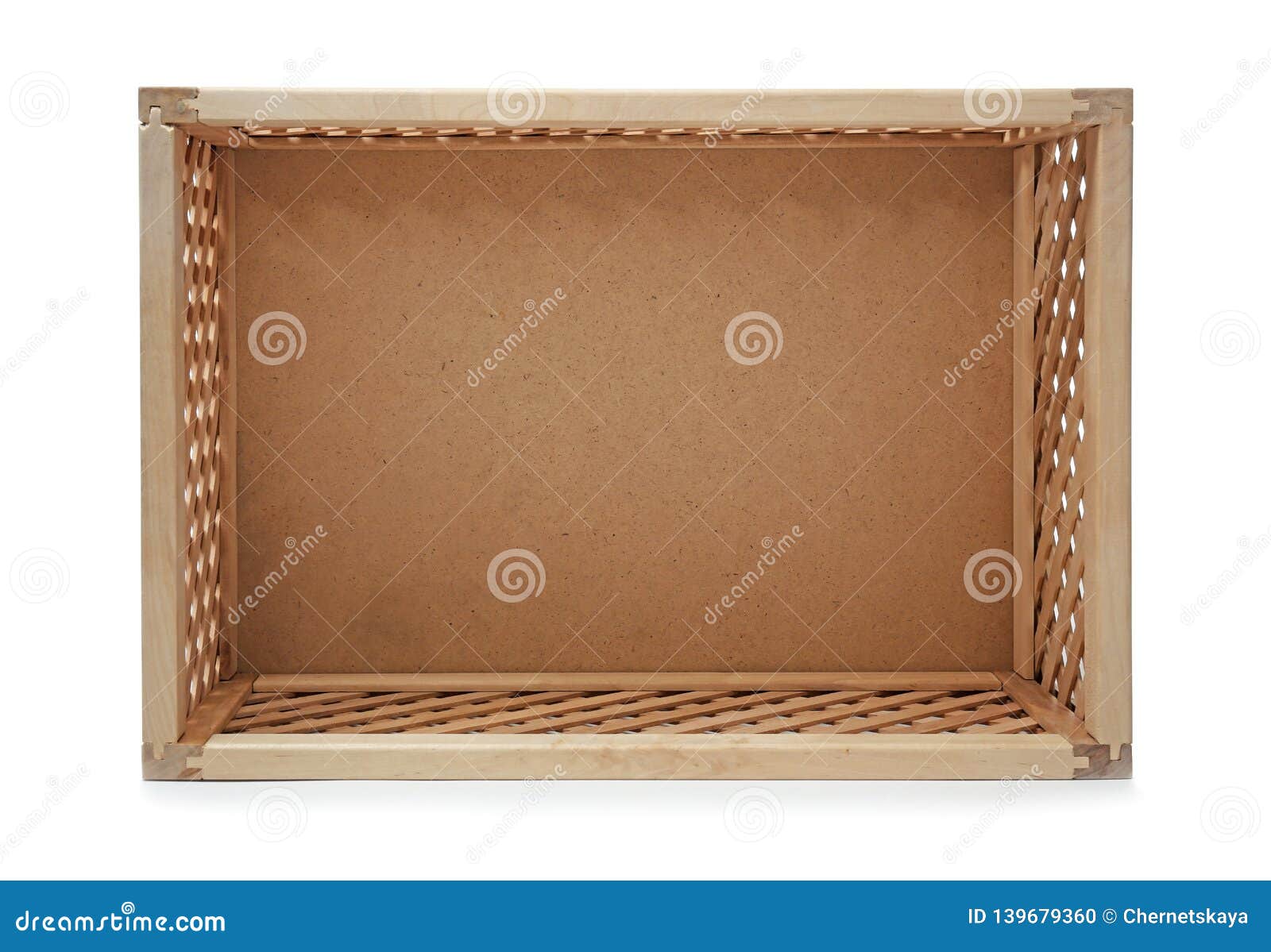 Empty open wooden crate stock photo. Image of container - 139679360
