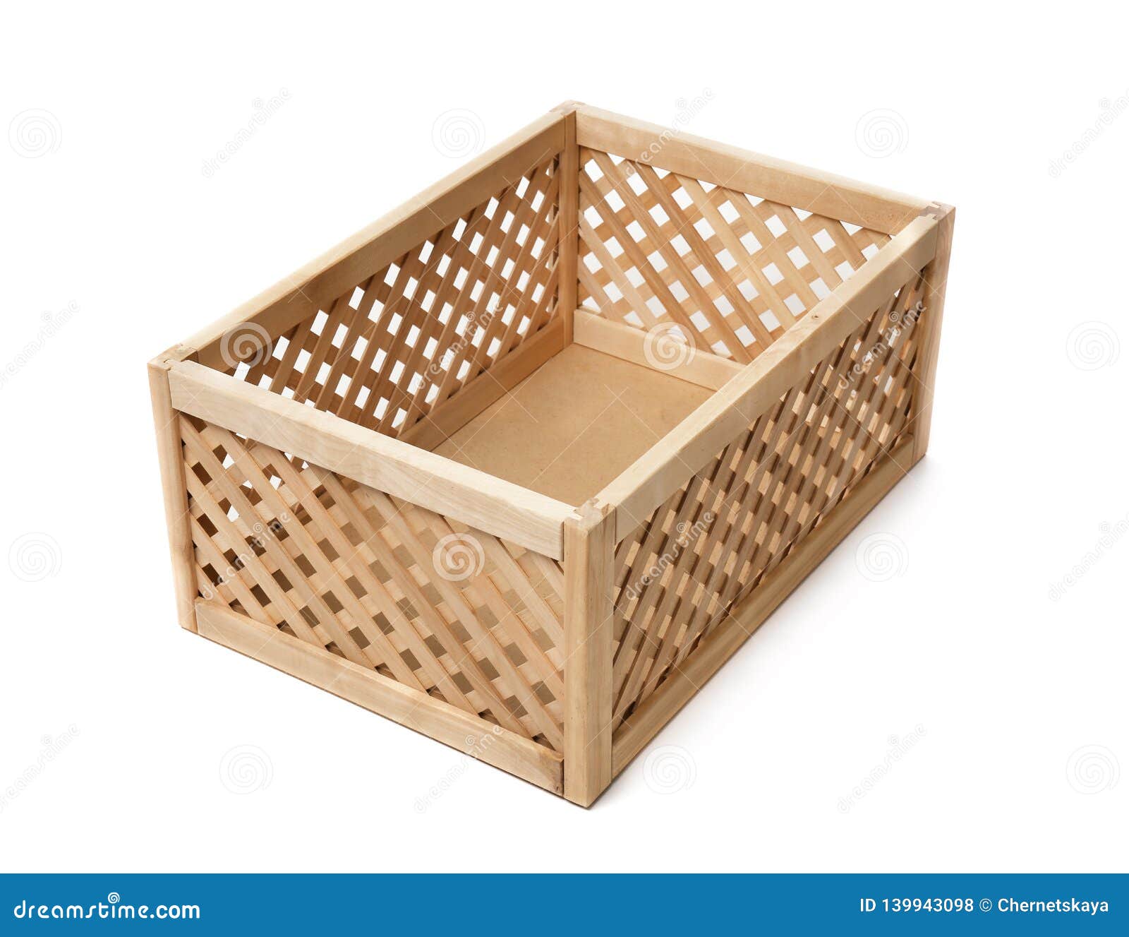 Empty Open Wooden Crate on White Stock Photo - Image of pattern, goods ...