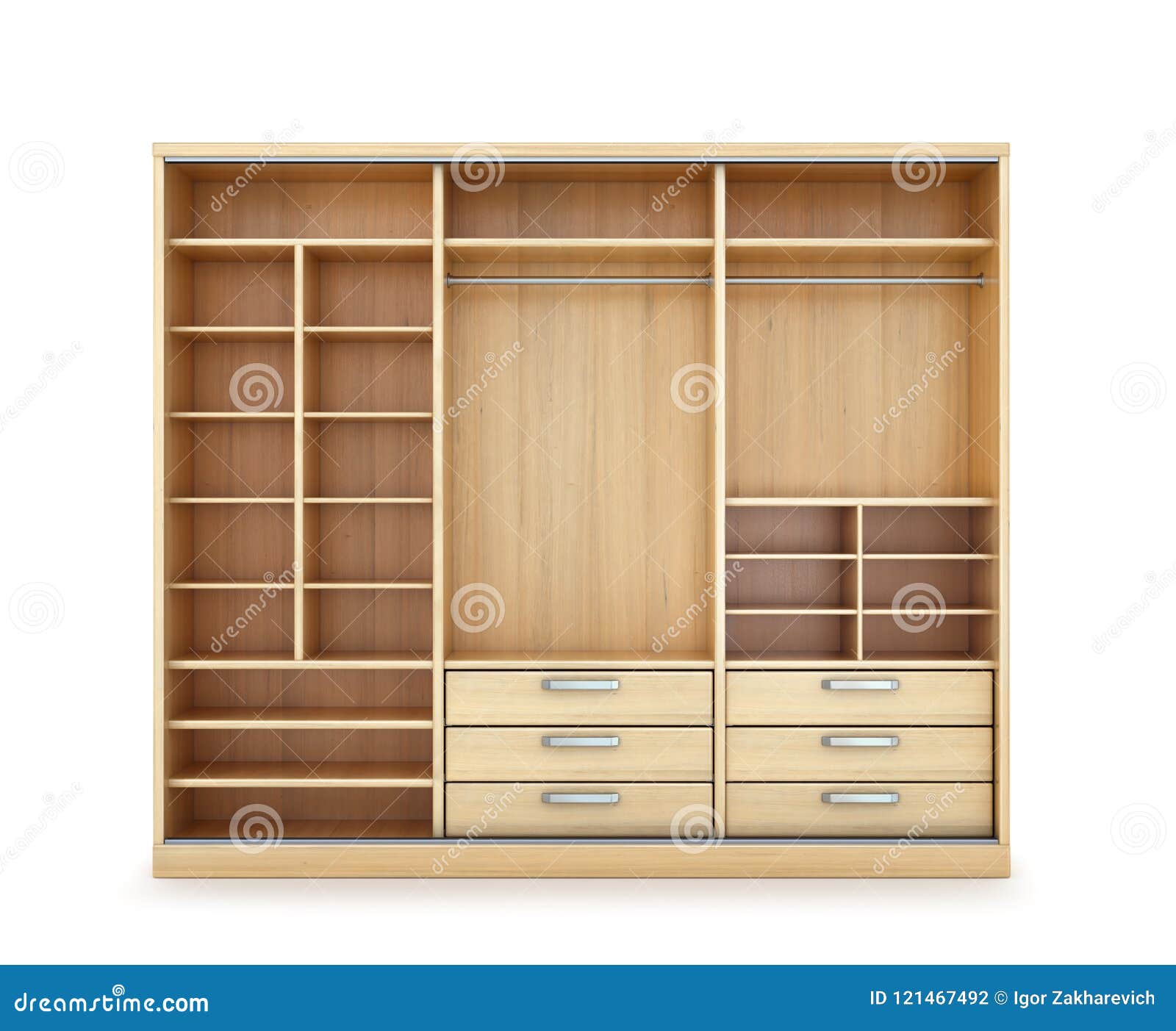 Empty Open Wooden Wardrobe. Stock Photo - Image of architecture, shoes ...