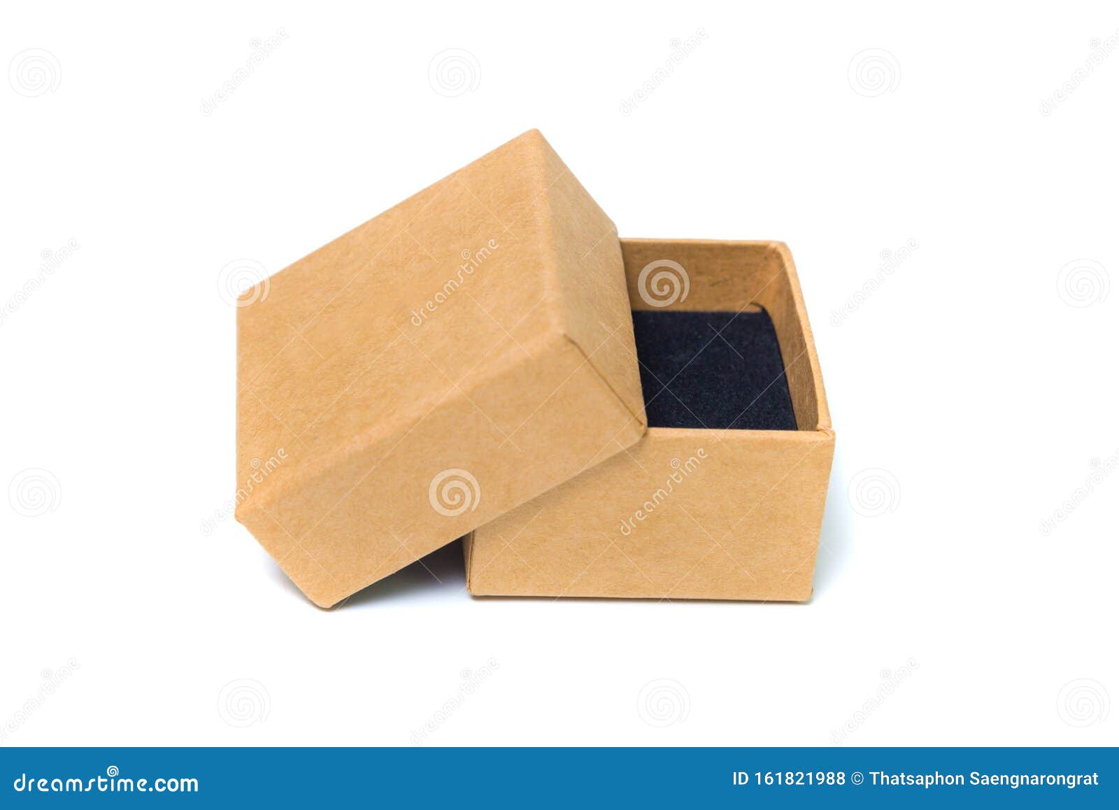 Empty Opened Brown Small Cardboard Box with Lid for Mock Up Isolated on ...