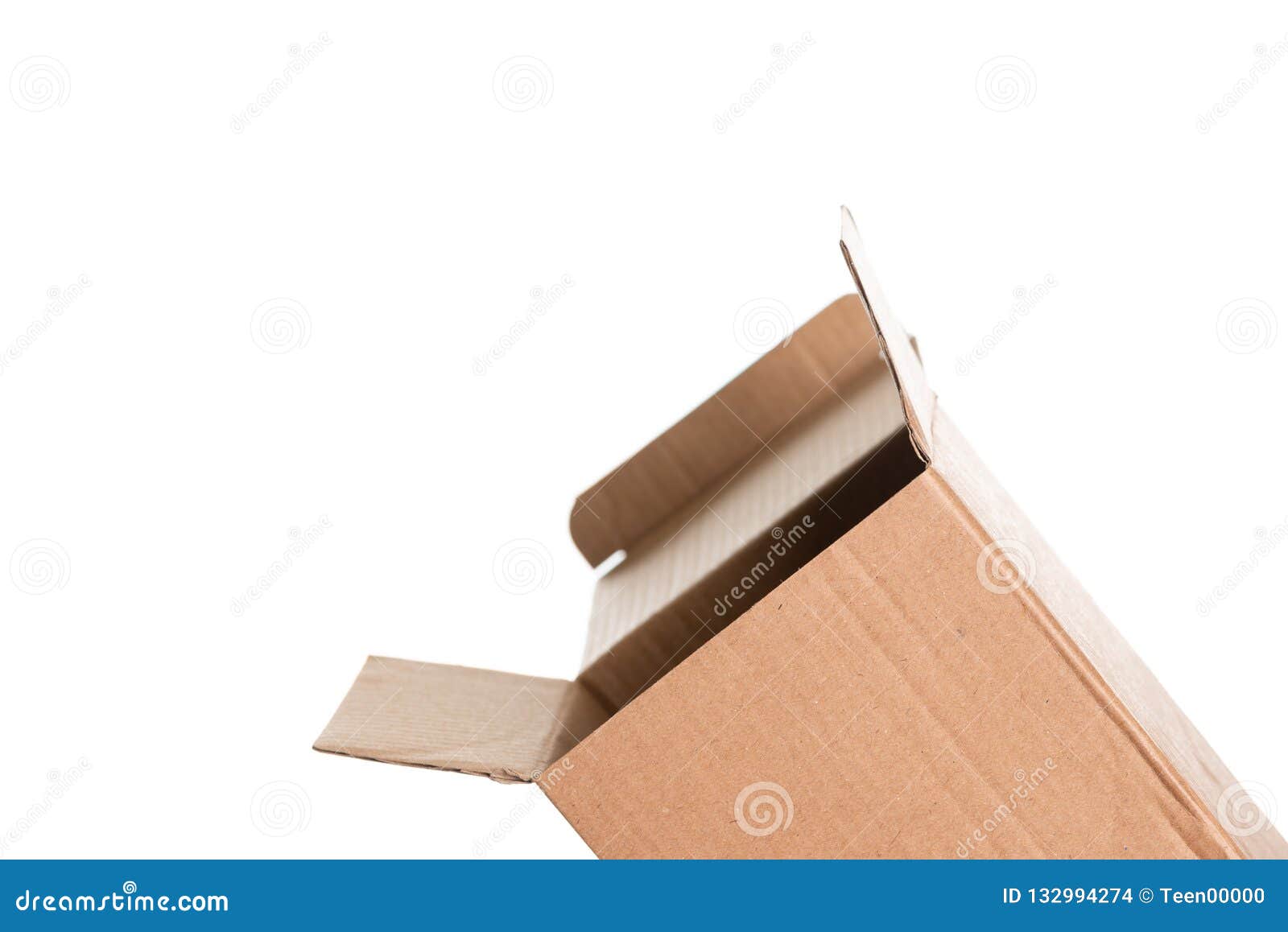 Empty Opened Cardboard Box Isolated on White Stock Photo - Image of ...
