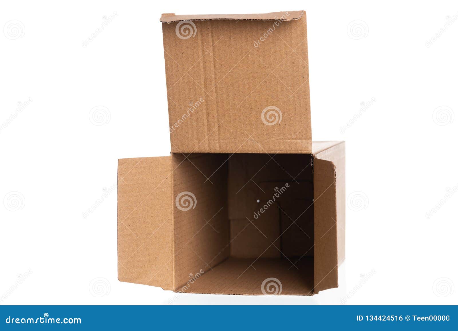 Empty Opened Cardboard Box Isolated on White Stock Photo - Image of ...