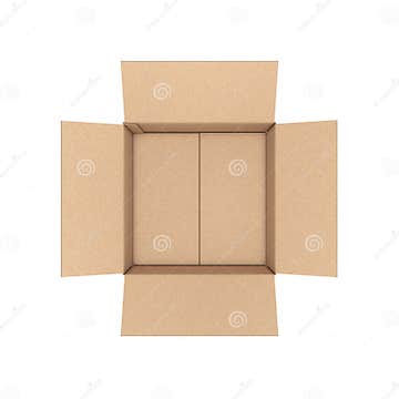 Empty Opened Cardboard Box Top View. 3d Rendering Stock Image - Image ...