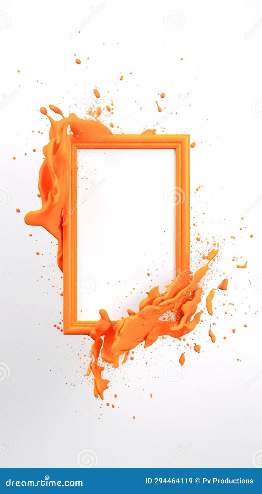 Empty Orange Picture Frame with Orange Paint Splash. Stock Illustration ...