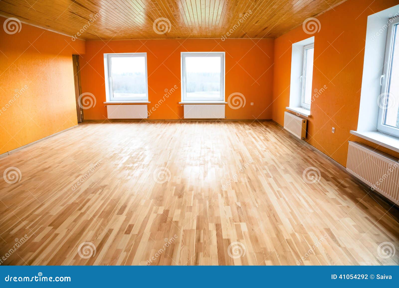 Empty orange room stock photo. Image of corner, modern - 41054292