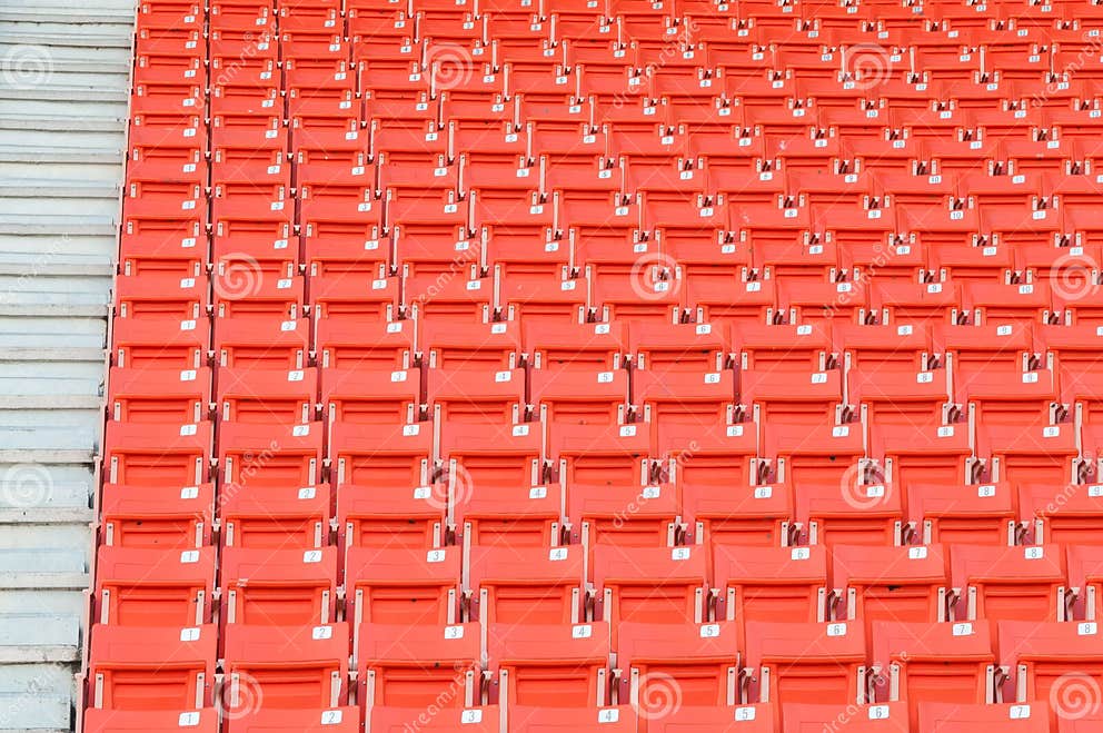 Empty Orange Seats at Stadium Stock Image - Image of bleachers, chair ...