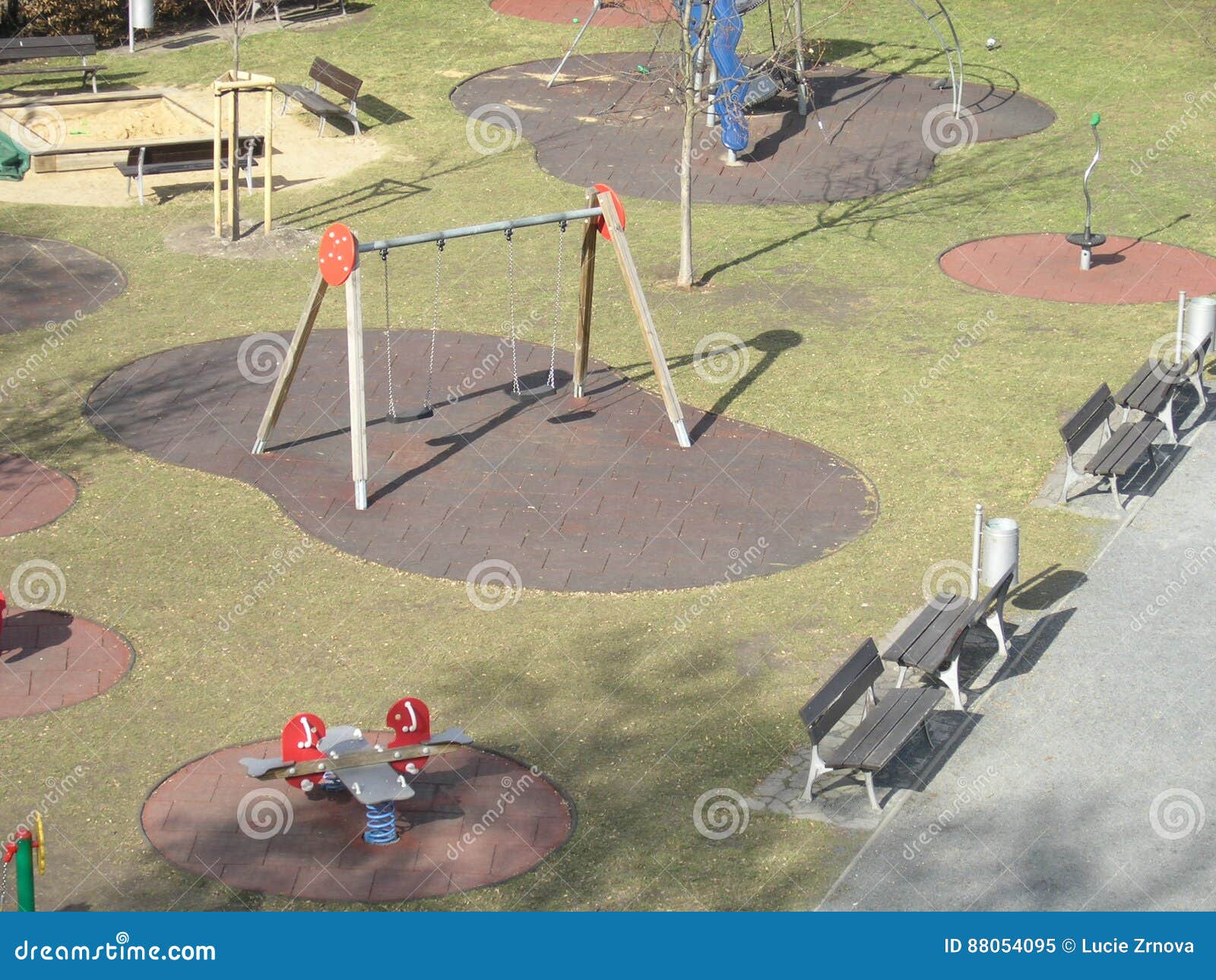 Empty Outdoor Kids Playground with Games Stock Image - Image of game ...