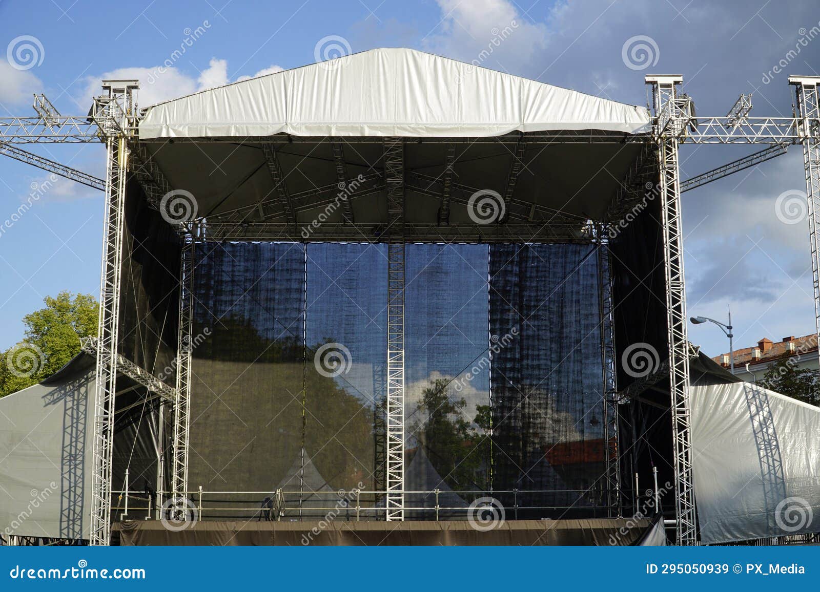 Empty Outdoor Stage - Front View Stock Image - Image of front, festival ...