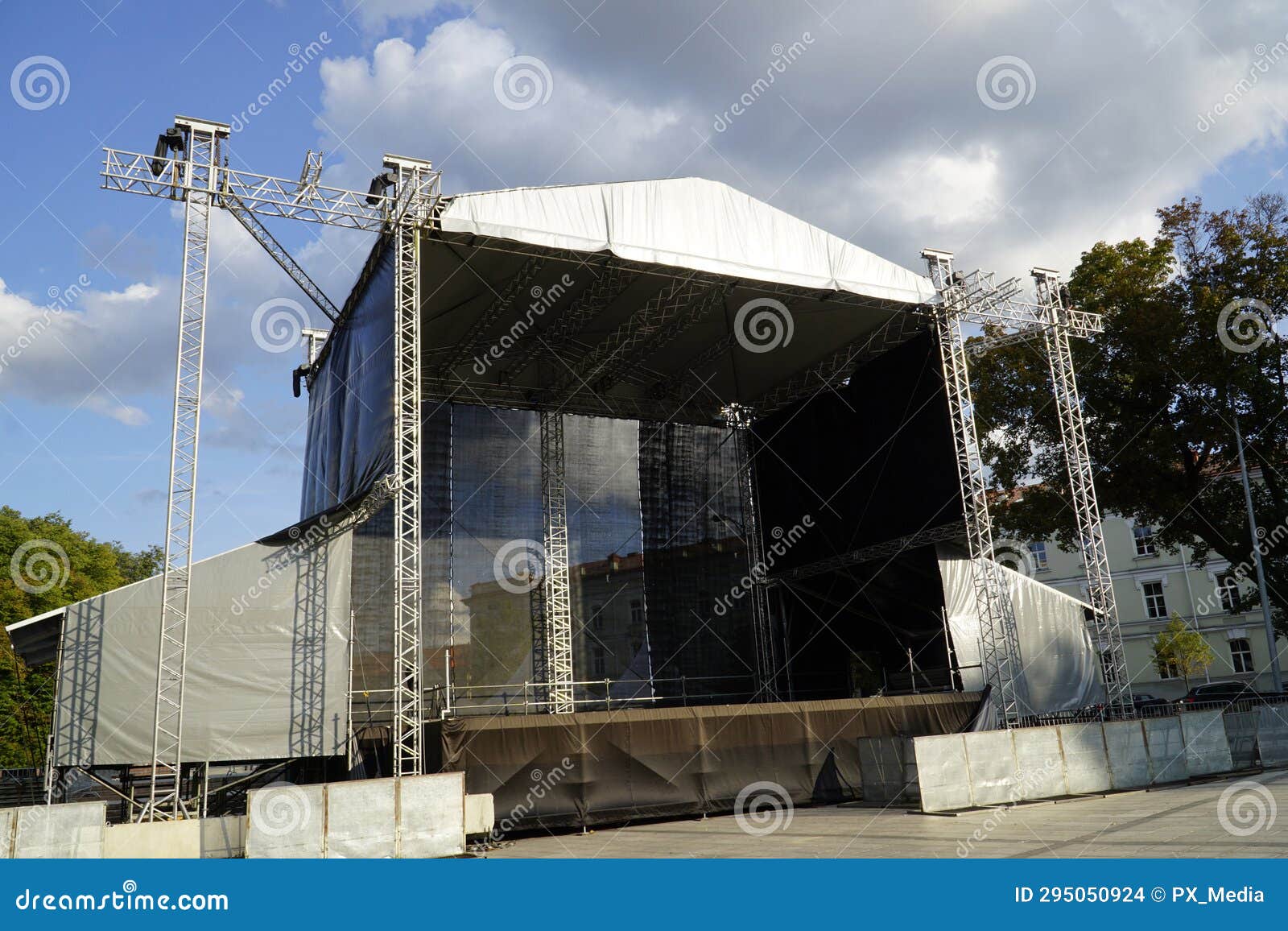 Empty Outdoor Stage - Side View Stock Photo - Image of summer, tent ...