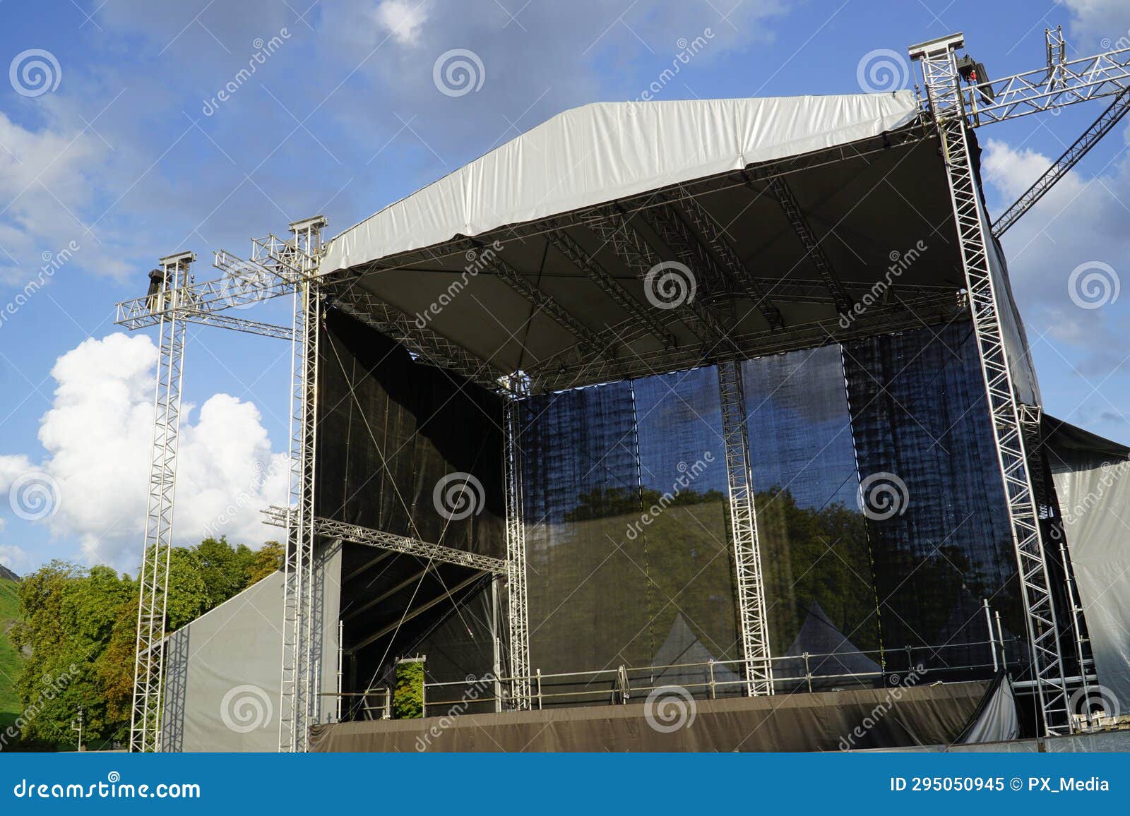 Empty Outdoor Stage - Side View Stock Image - Image of festival ...
