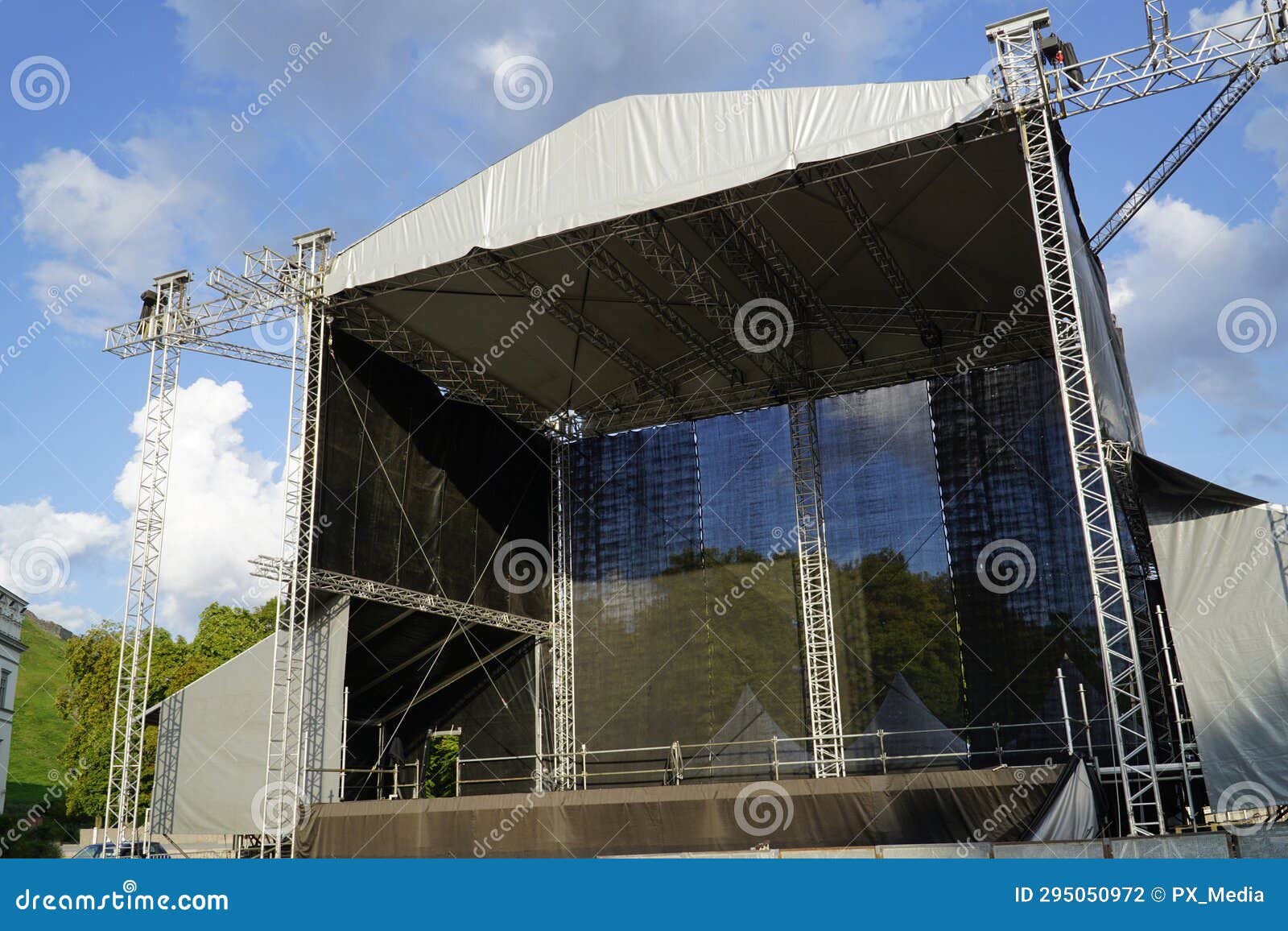 Empty Outdoor Stage - Front, Side View Stock Photo - Image of summer ...