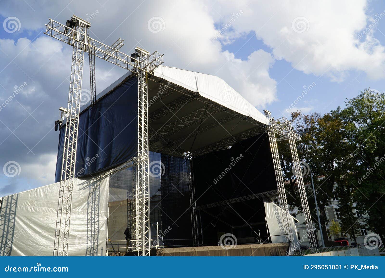 Empty Outdoor Stage - Side View Stock Image - Image of festival ...