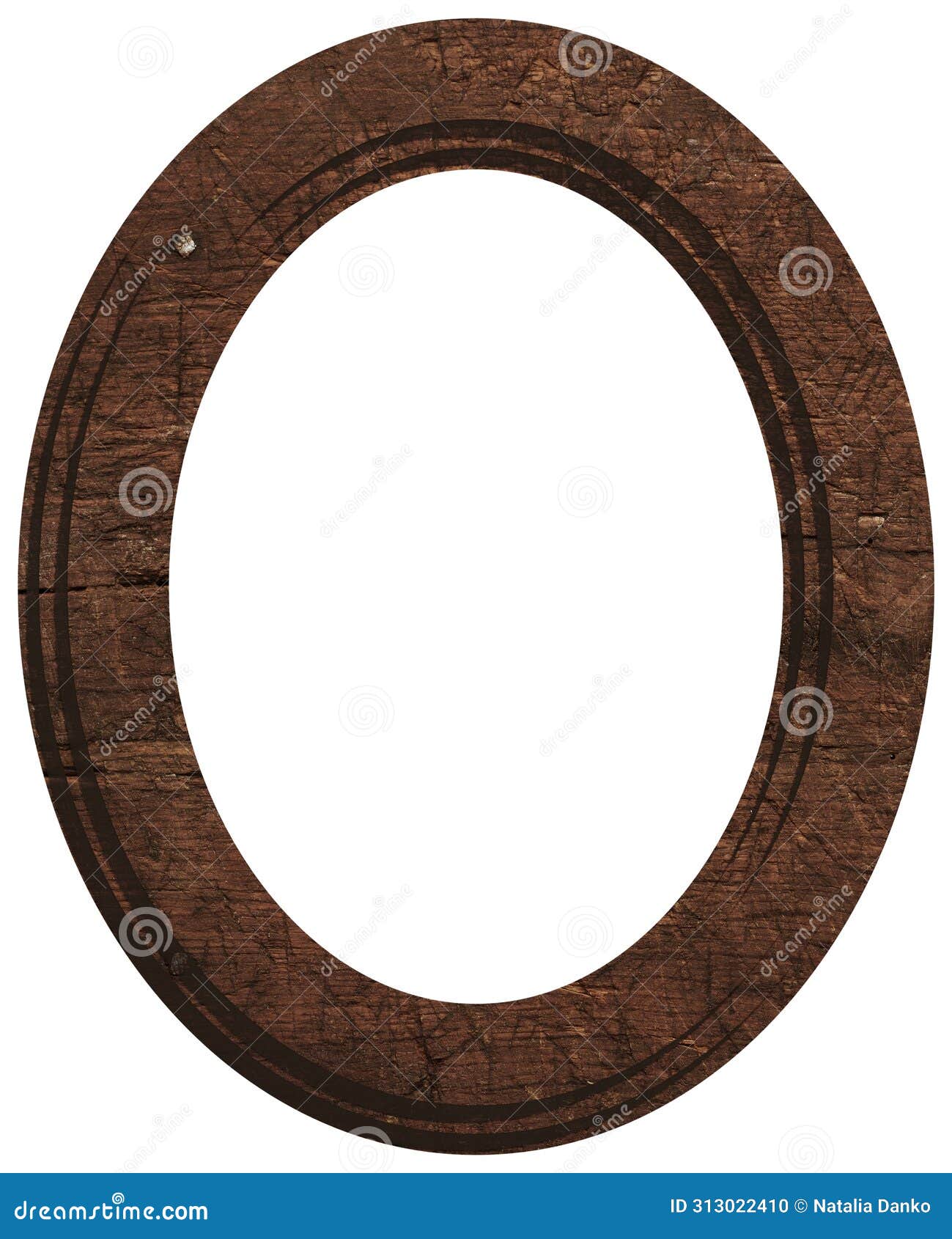 Empty Oval Wooden Frame for Paintings and Photos on Isolated Background ...