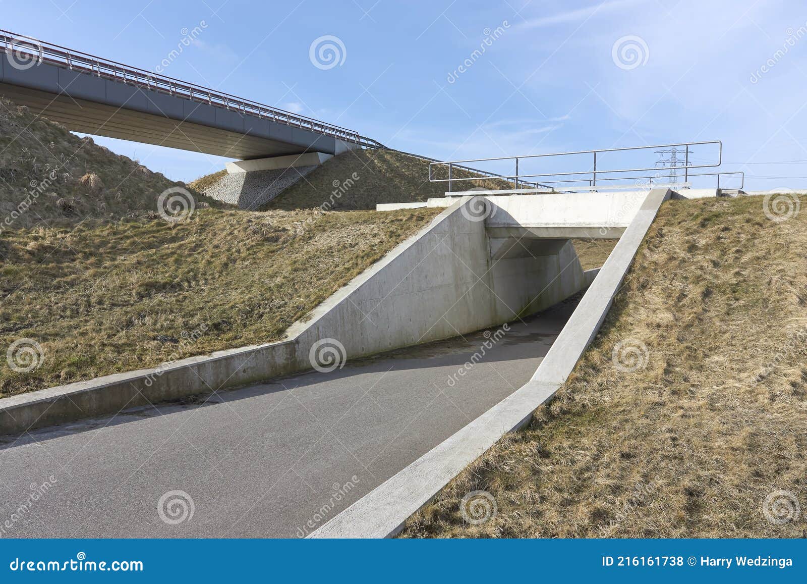 Empty Overpass and Underpass Under a Blue Sky Stock Photo - Image of ...