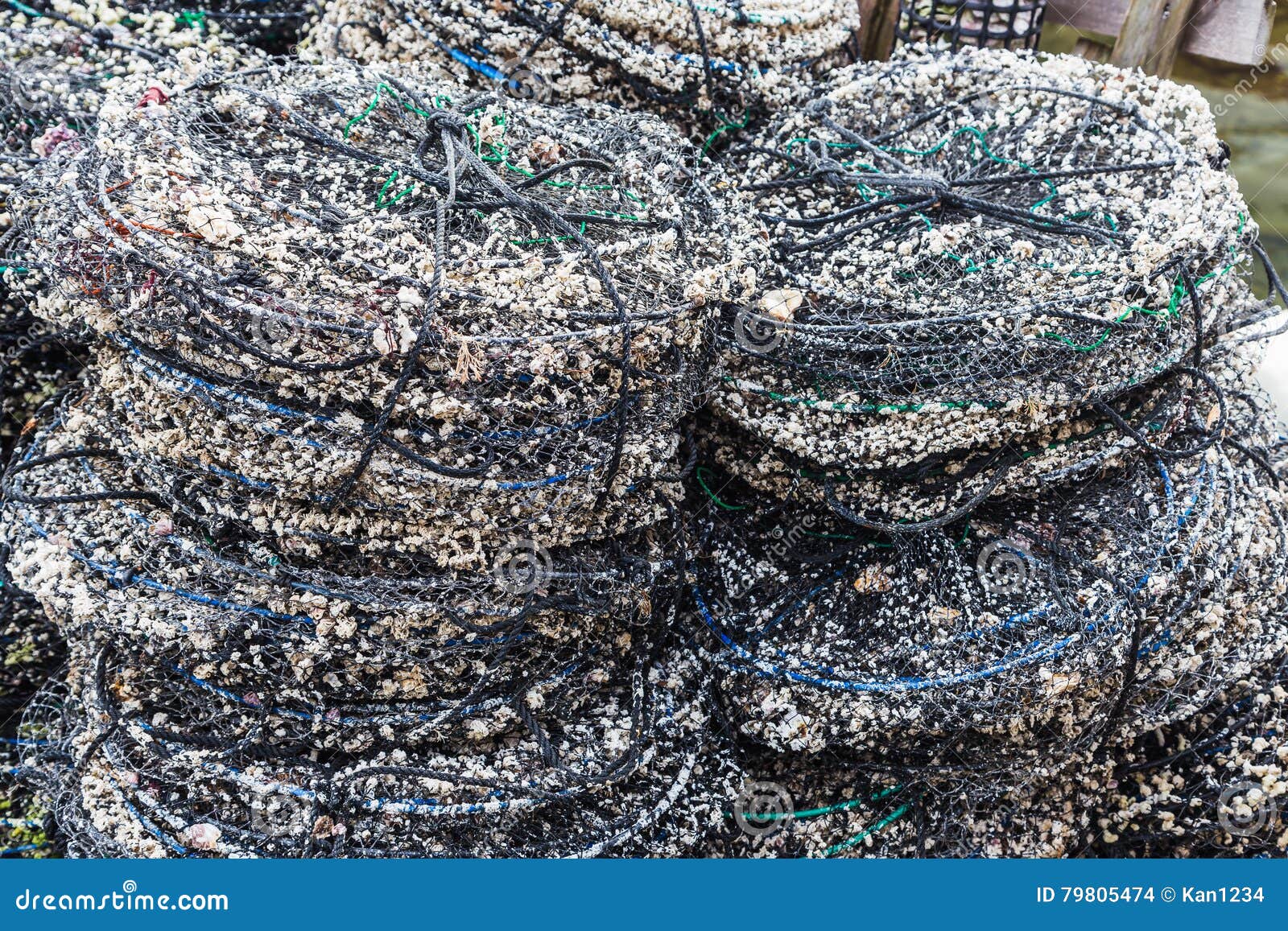 Empty Oyster Nets in Fisherman Village Stock Photo - Image of boat ...