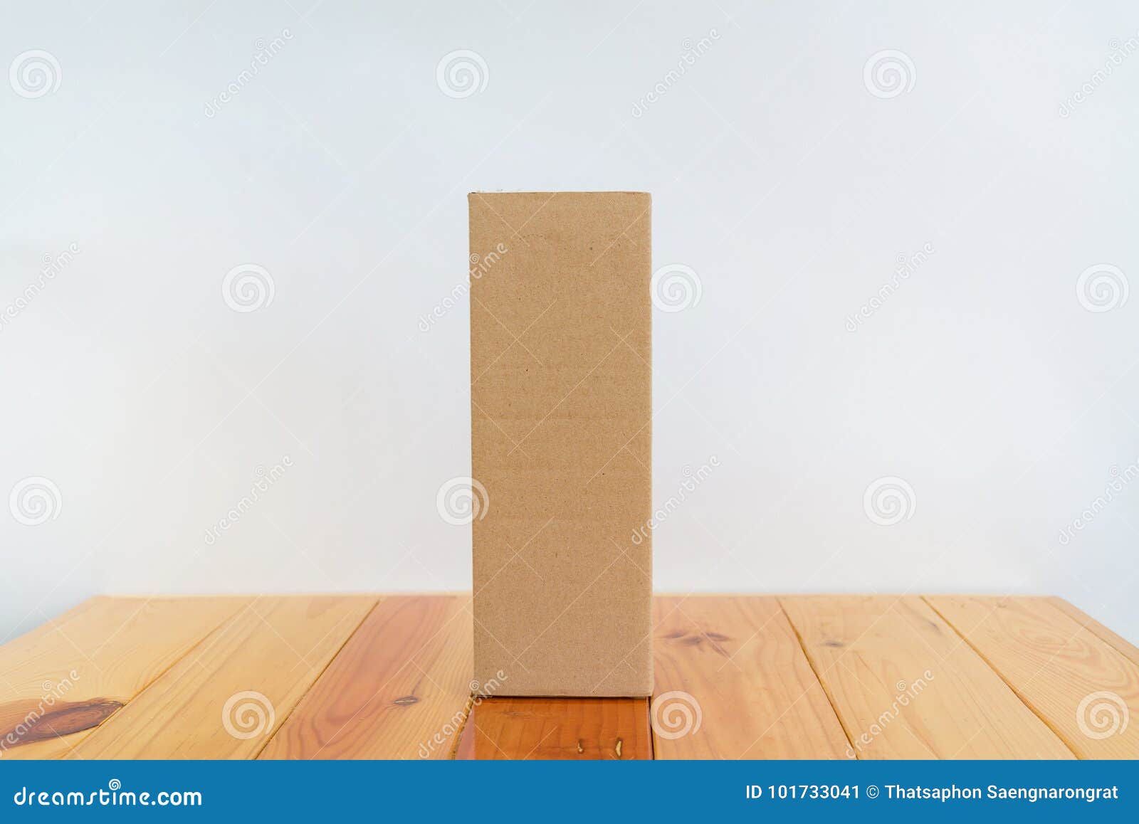 Empty Package Brown Cardboard Box for Long Items on Wooden Table Stock ...