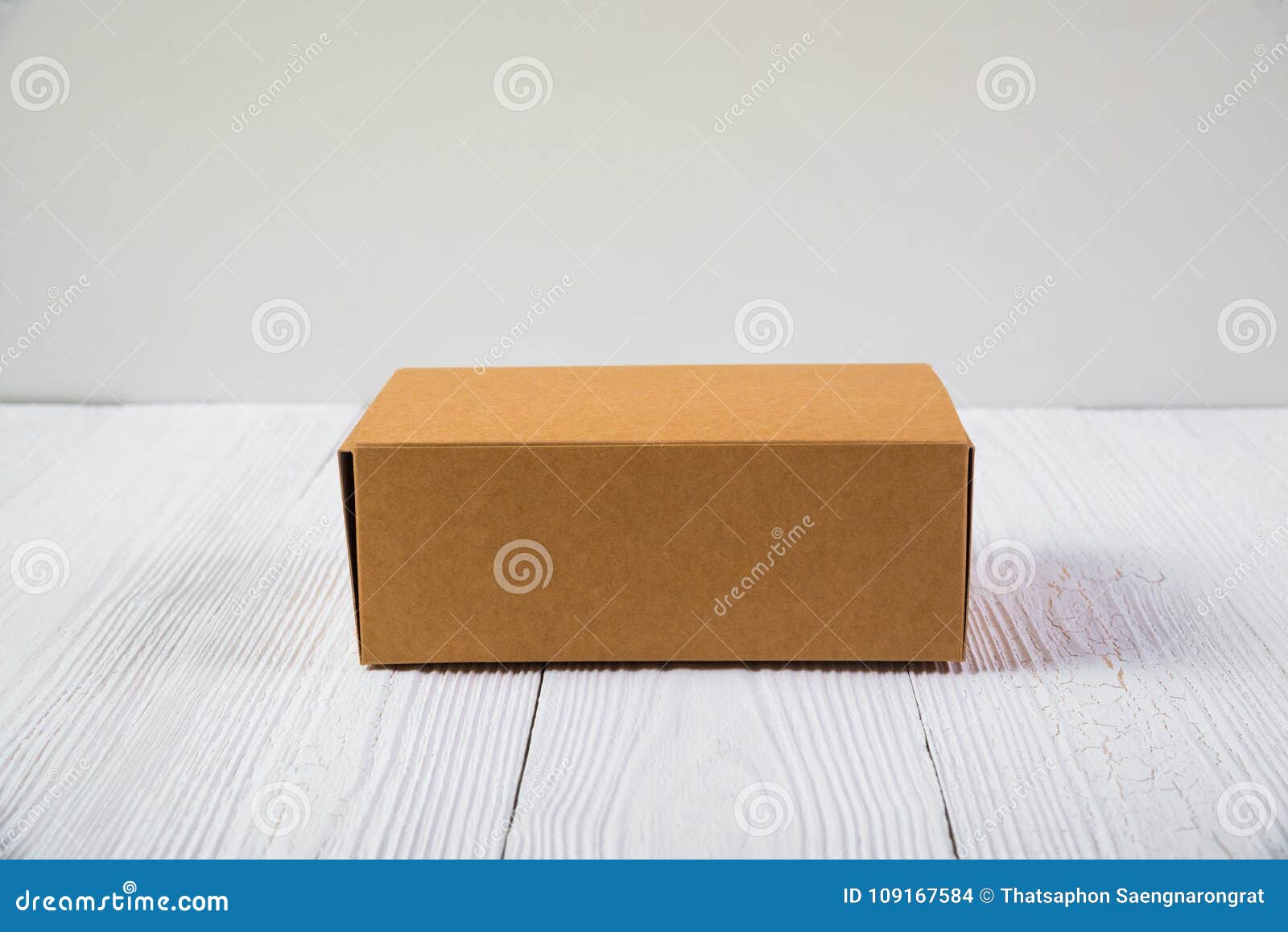 Empty Package Brown Cardboard Box or Tray on Bright Wooden Table Stock ...