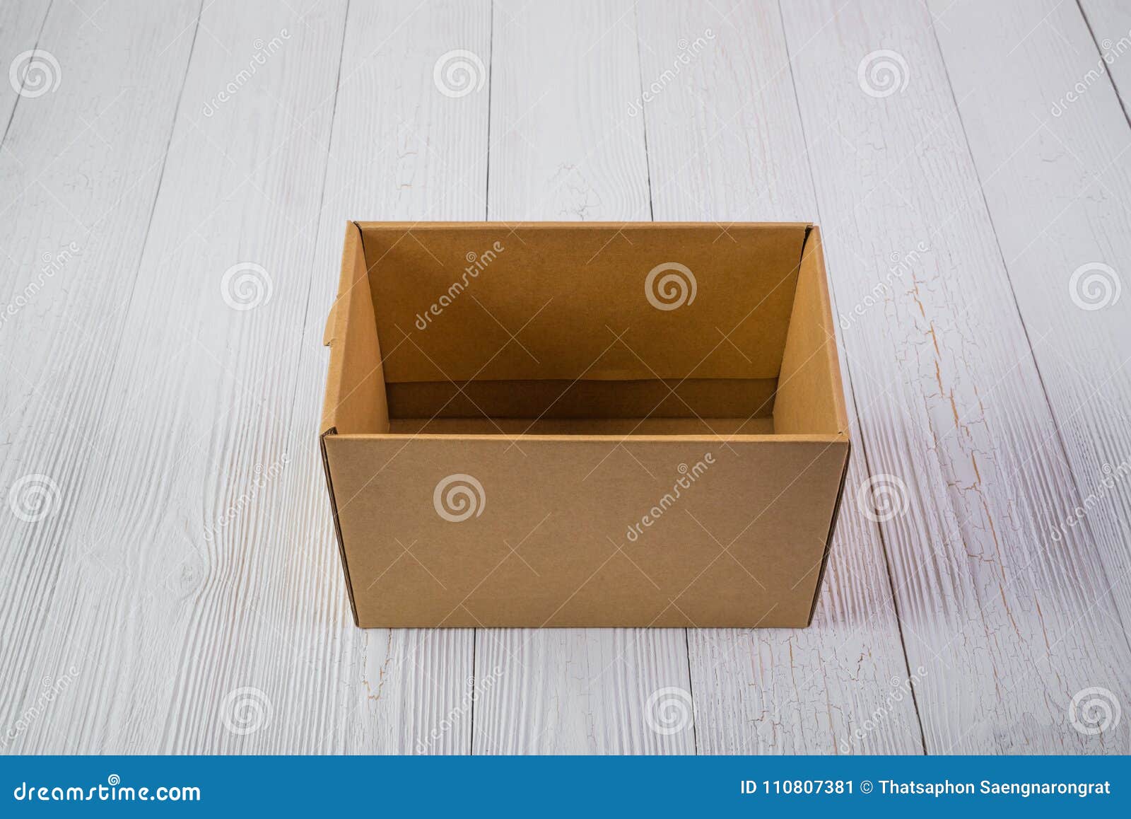 Empty Package Brown Cardboard Box or Tray on Bright Wooden Table Stock ...