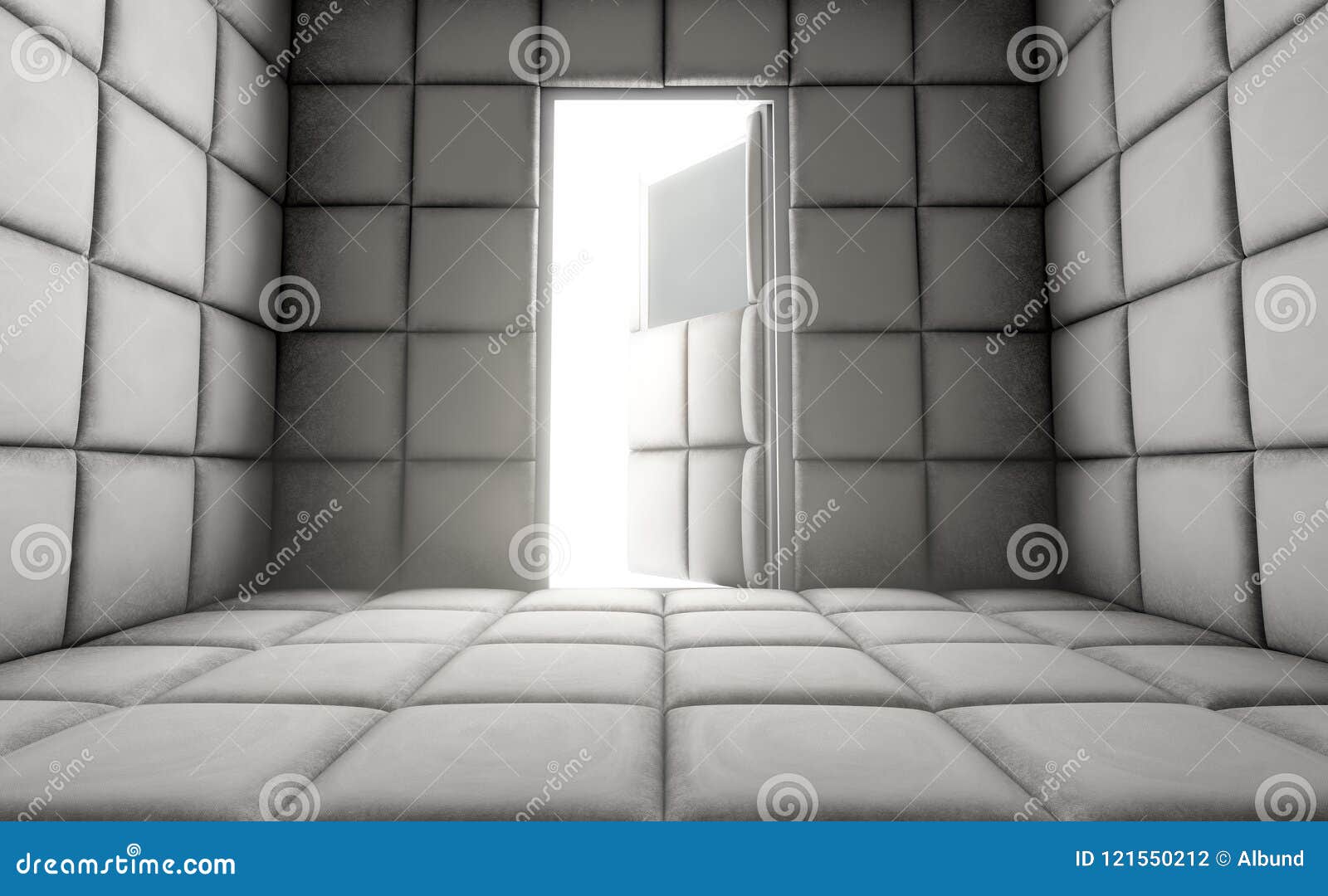 Empty Padded Cell with Open Door Stock Illustration - Illustration of ...