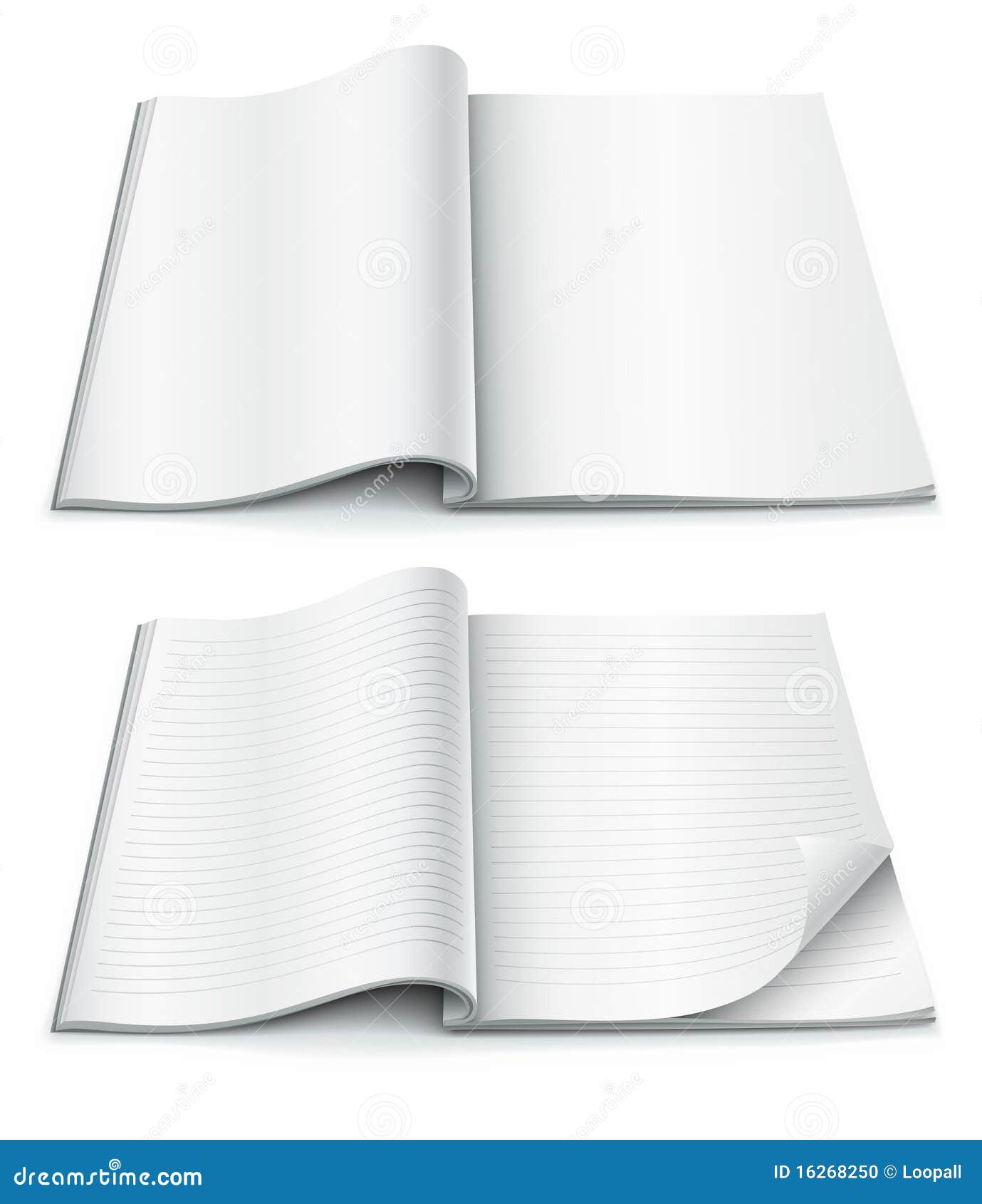 Empty Pages Inside of Magazine with Wrapped Corner Stock Vector ...