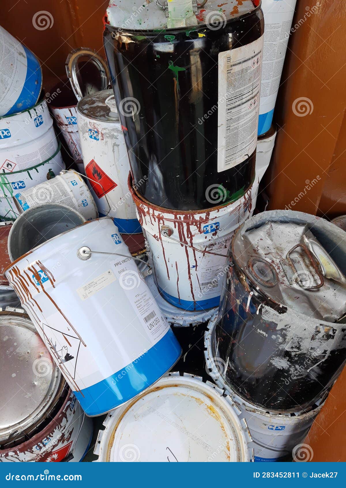 Empty Paint Buckets in Gda?sk Shipyard Poland Editorial Photo - Image ...