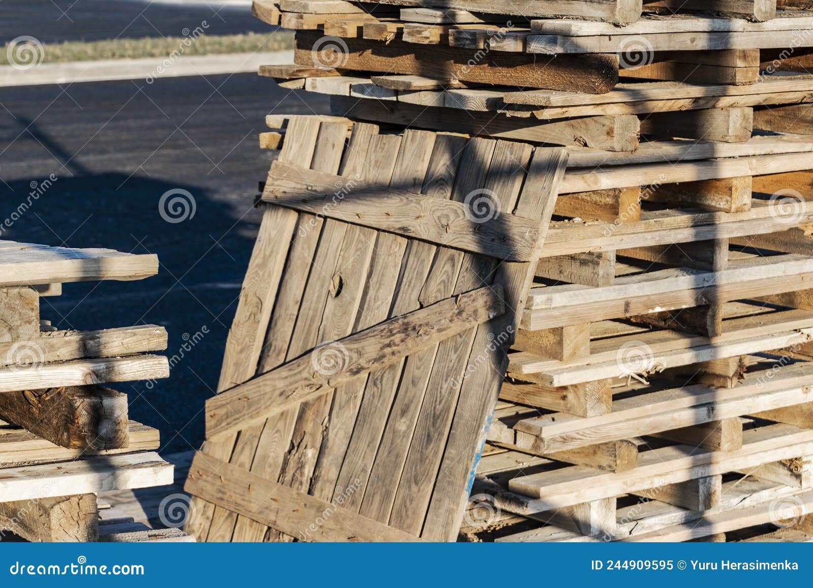 Empty Pallets at a Construction Site. Reuse of Wooden Pallets in ...